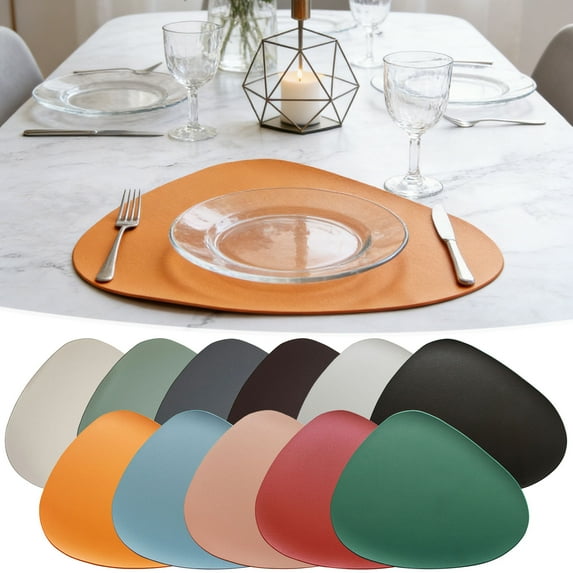 Dianli Faux Leather Triangle Placemats Water-Drop Design Minimalist ...