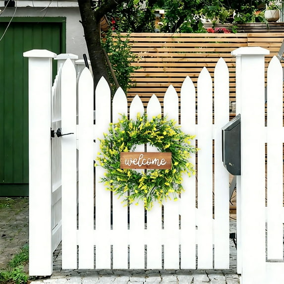 Dianli Front Door Lavender Welcome Wreath Artificial Lavender Garland ...