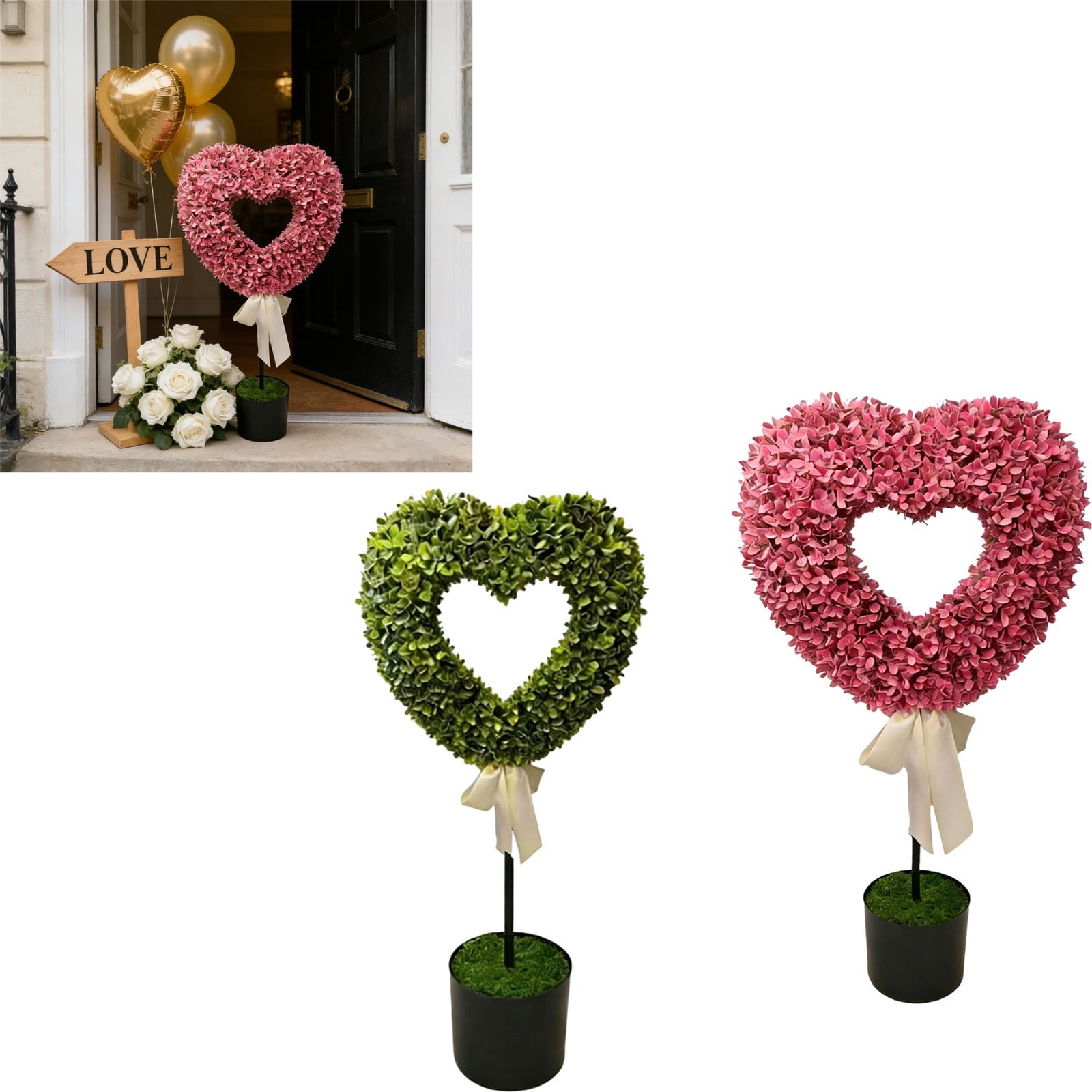 Dianli Garden Decor 30In Heart Topiary Outdoor Heart-Shaped Artificial ...