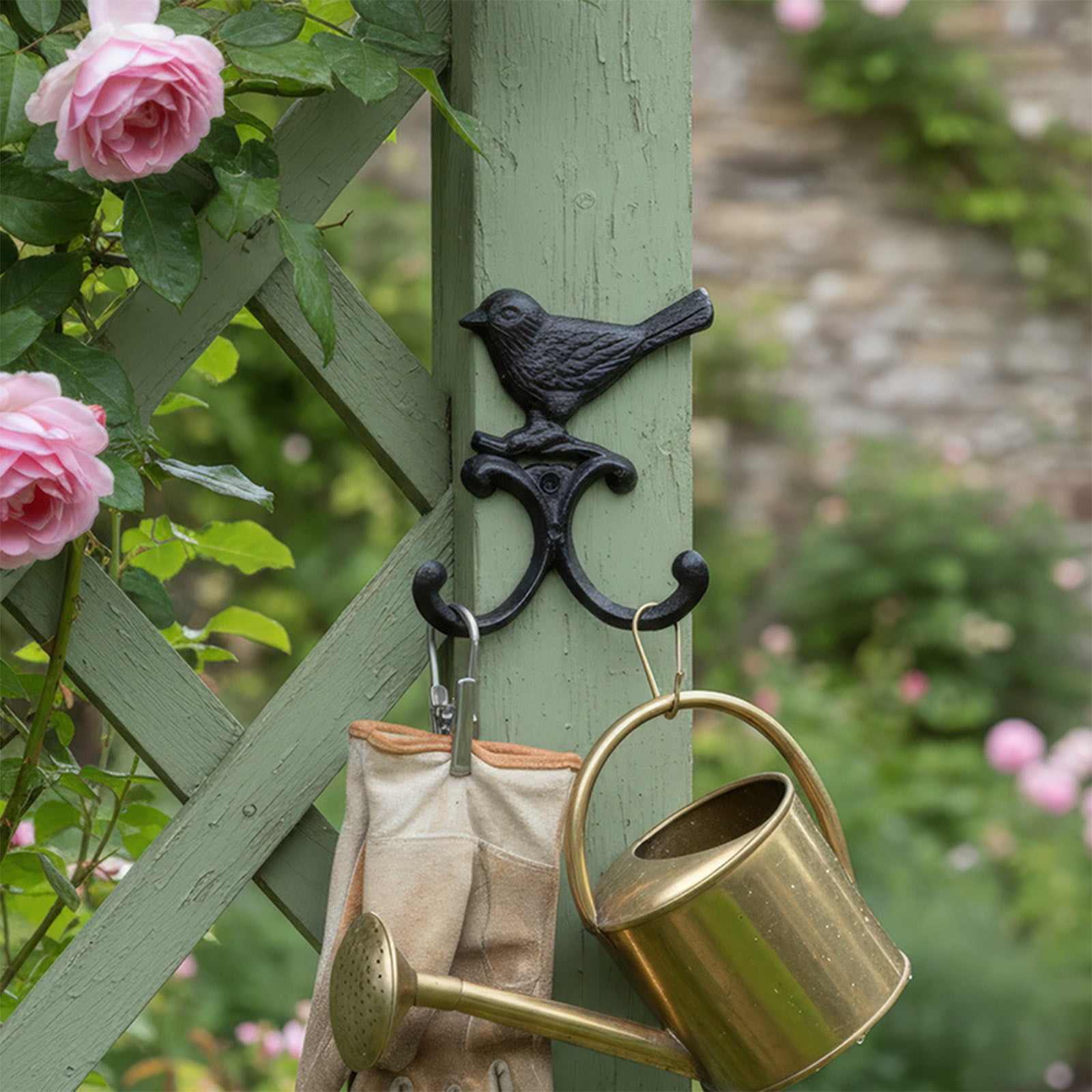 Dianli Garden Wall Hook Outdoor Iron Birds Double Hook Village Style ...