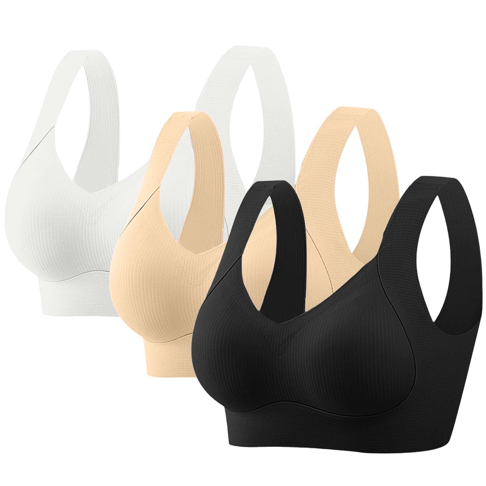 Dianli Gifts 3 Pack Seamless Wireless Women Sports Bras Stretch Comfort ...
