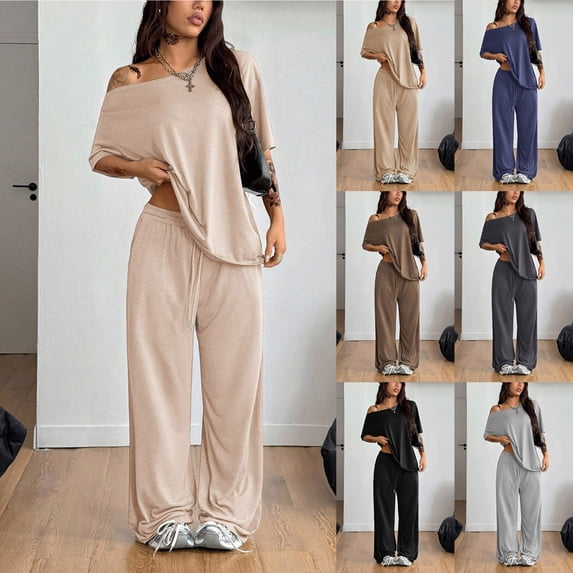Dianli Gifts Fashion Women Round Neck Short Sleeve and Long Pants ...