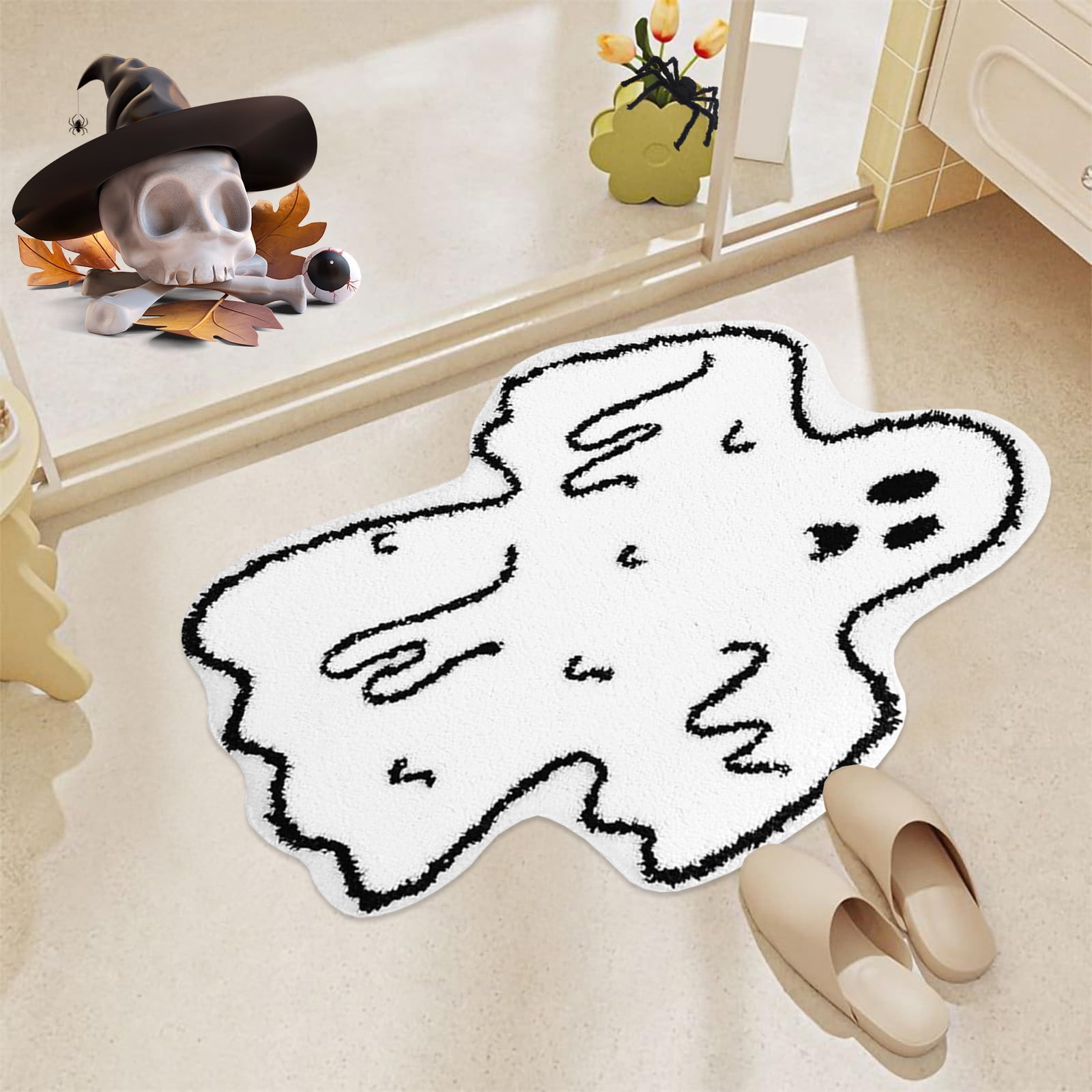 Dianli Gifts Ghost Theme Floor Mat + Halloween Non-Slip Bath Rug ...