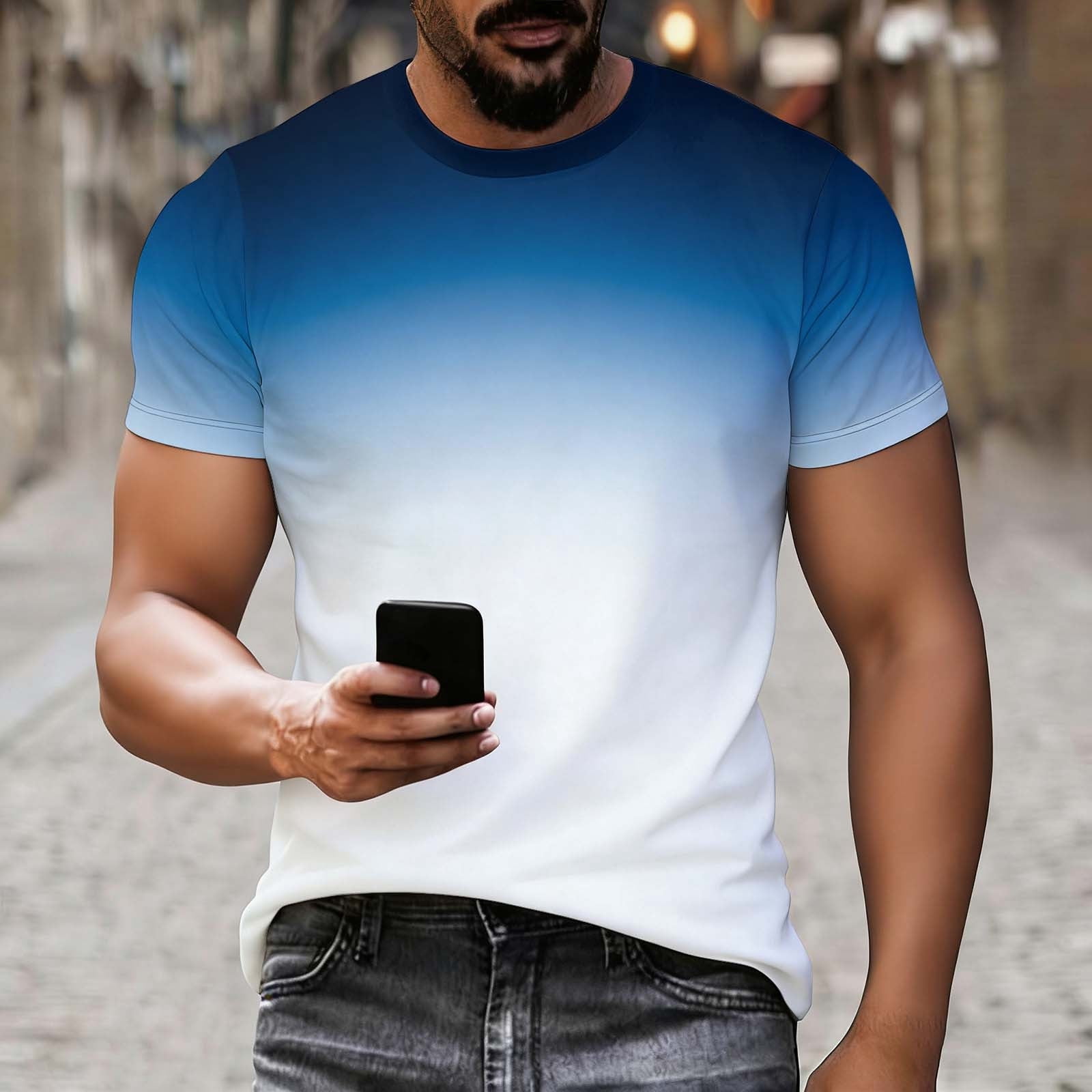 Dianli Gifts Graphic Tee Unisex Funny Gradient Printed Short-Sleeve ...