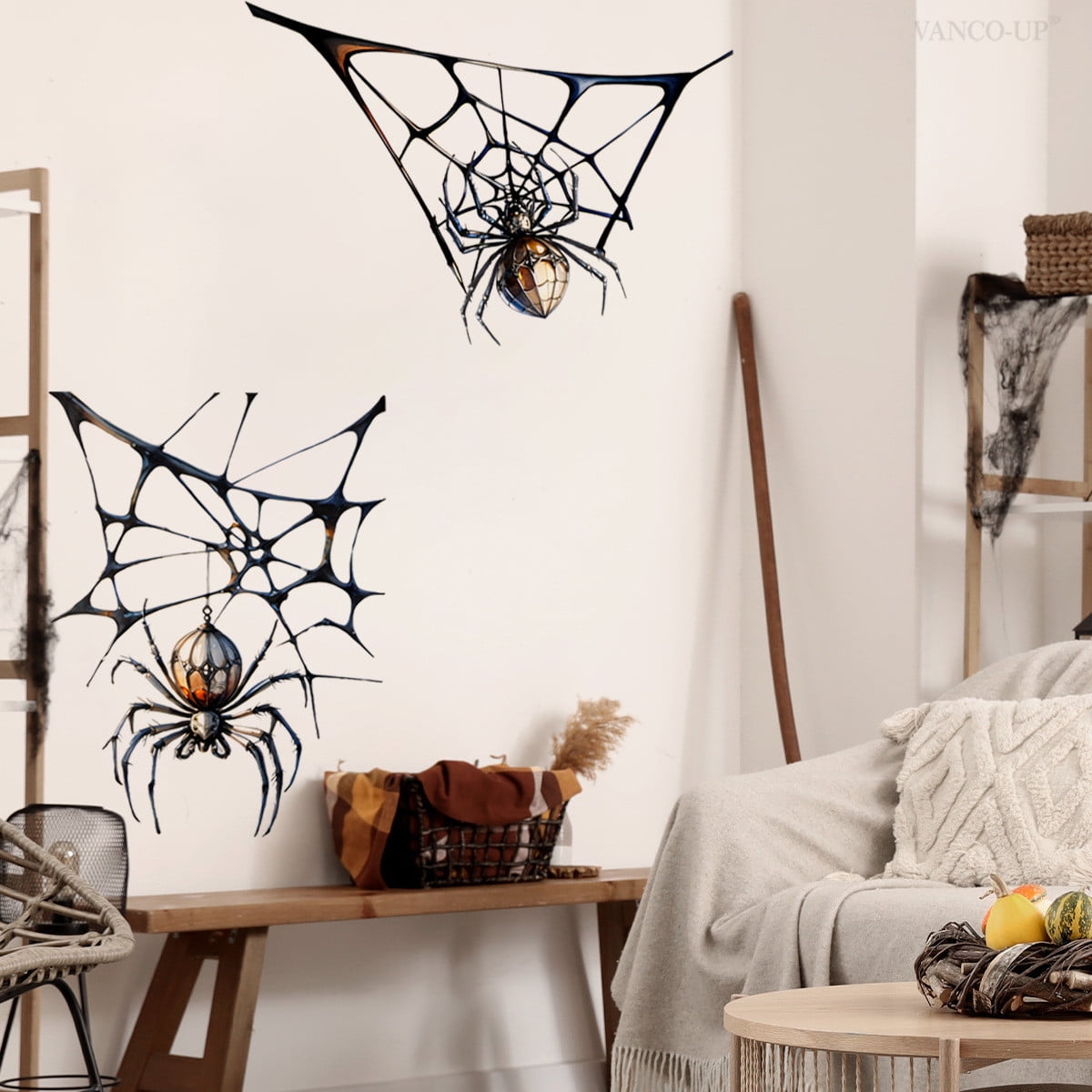 Dianli Gifts Halloween Spider Web Stickers + Black Web and Spider ...