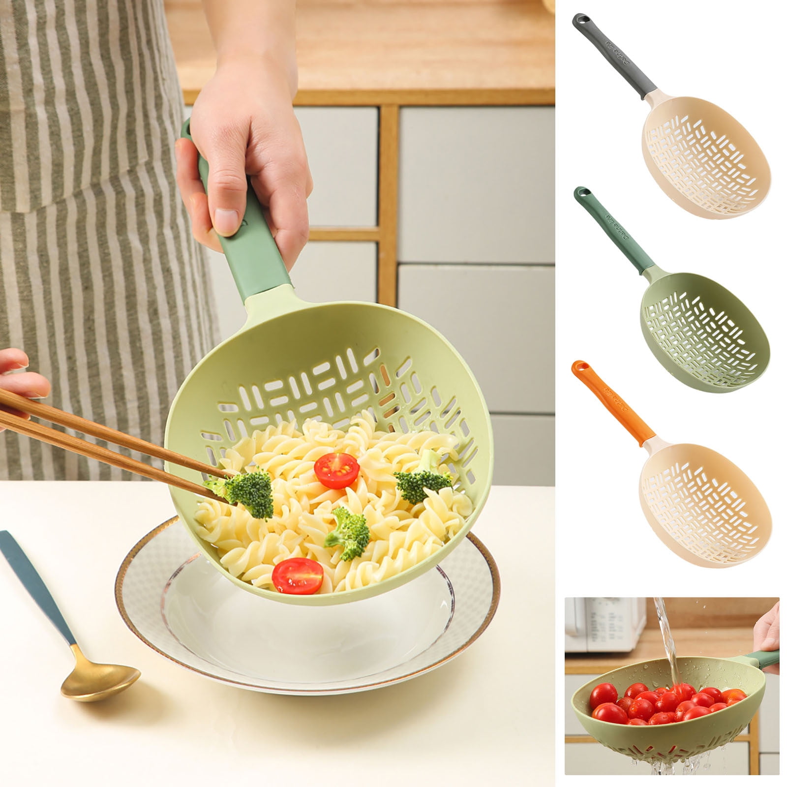 Dianli Gifts Kitchen Silica Gel Large Colander Long Handle Anti-Skid ...