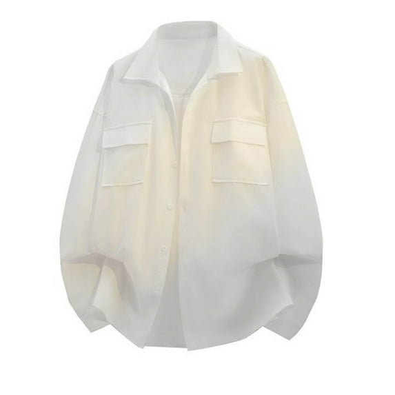 Dianli Gifts Men's Button Shirt Casual Top Turndown Collar Double ...