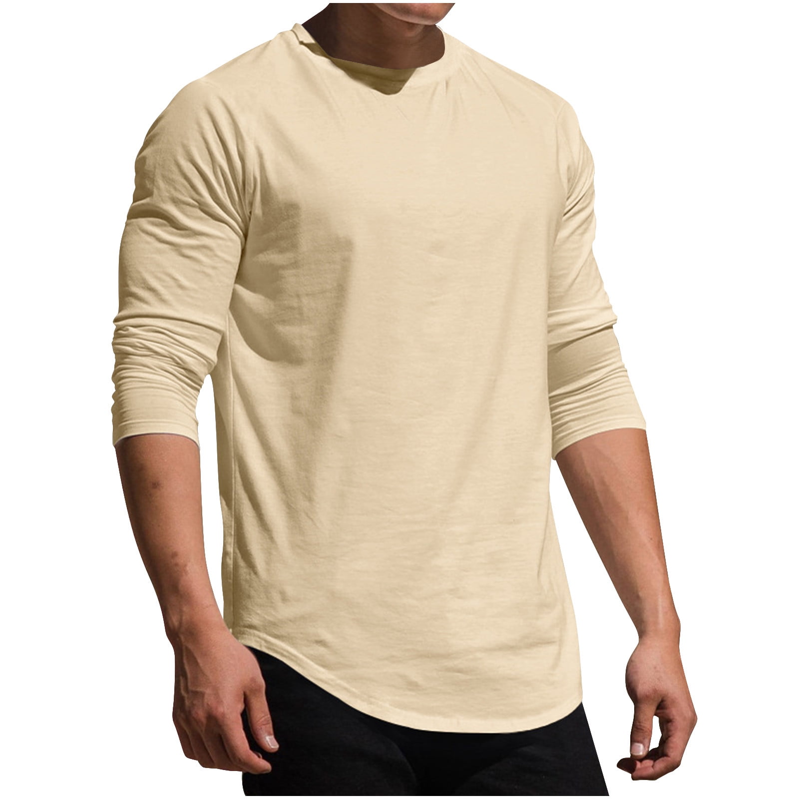 Dianli Gifts Men's Casual Long Sleeve Round Neck Solid Color Pullover ...