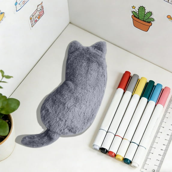 Dianli Gifts Plush Cat Coin Purse Zipper Wallet Multifunctional Makeup ...