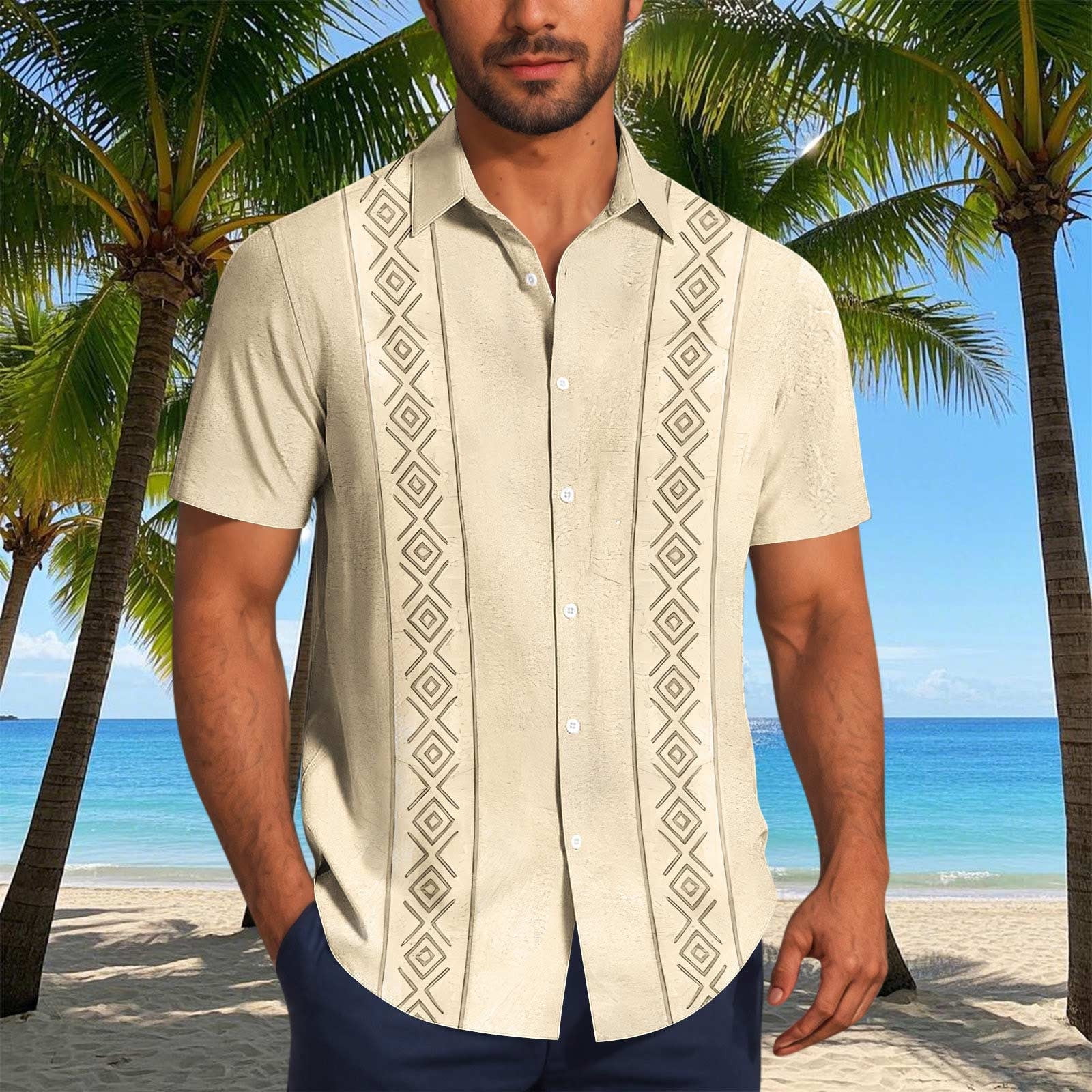 Dianli Gifts Summer Beach Men's Vintage Floral Short Sleeve Bowling ...