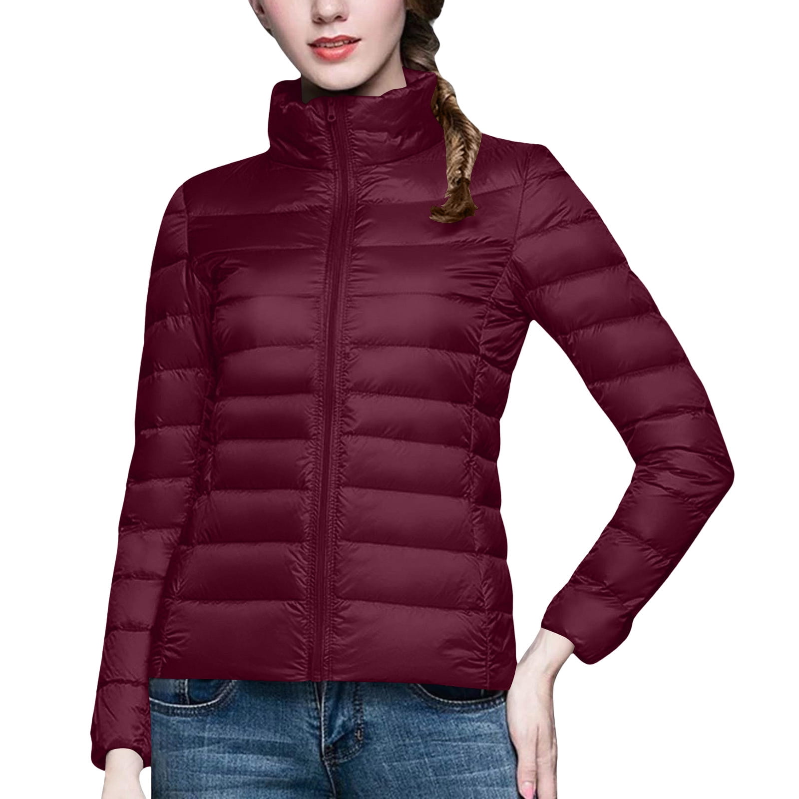 Dianli Gifts Warm Women's Puffer Jacket Quilted Down Coat Long-Sleeve ...