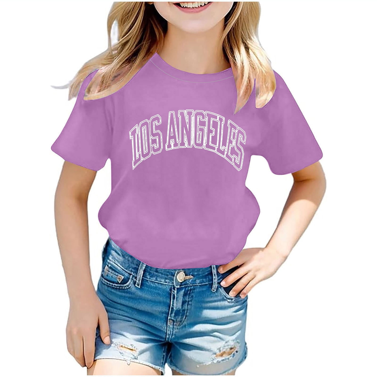 Dianli Girls Shirts Tunic Crew Neck Tee Shirts Loose Fit Short Sleeve ...