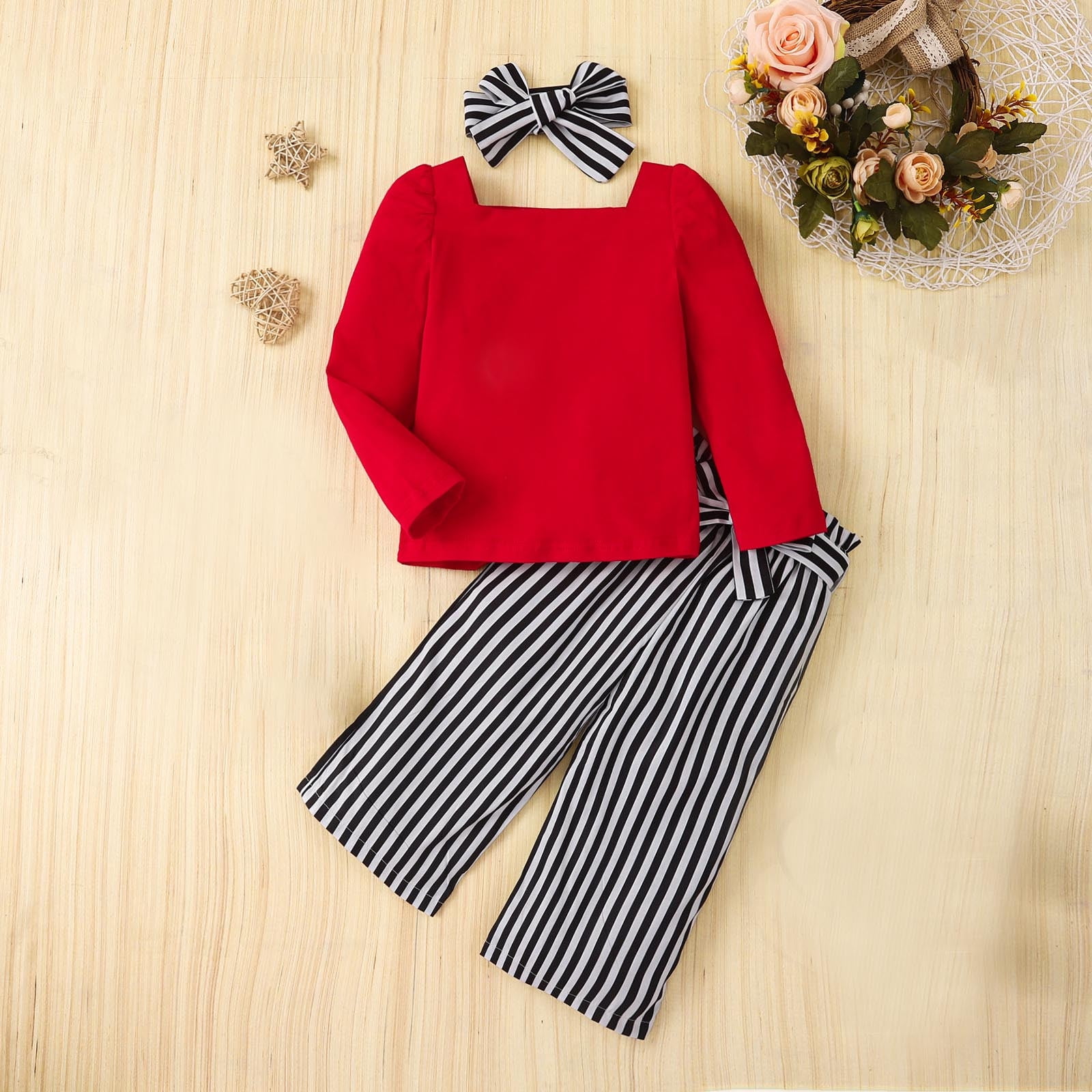 Dianli Girls Slim Wide-Leg Blouse Loose Fit Long Sleeve Square Neck ...