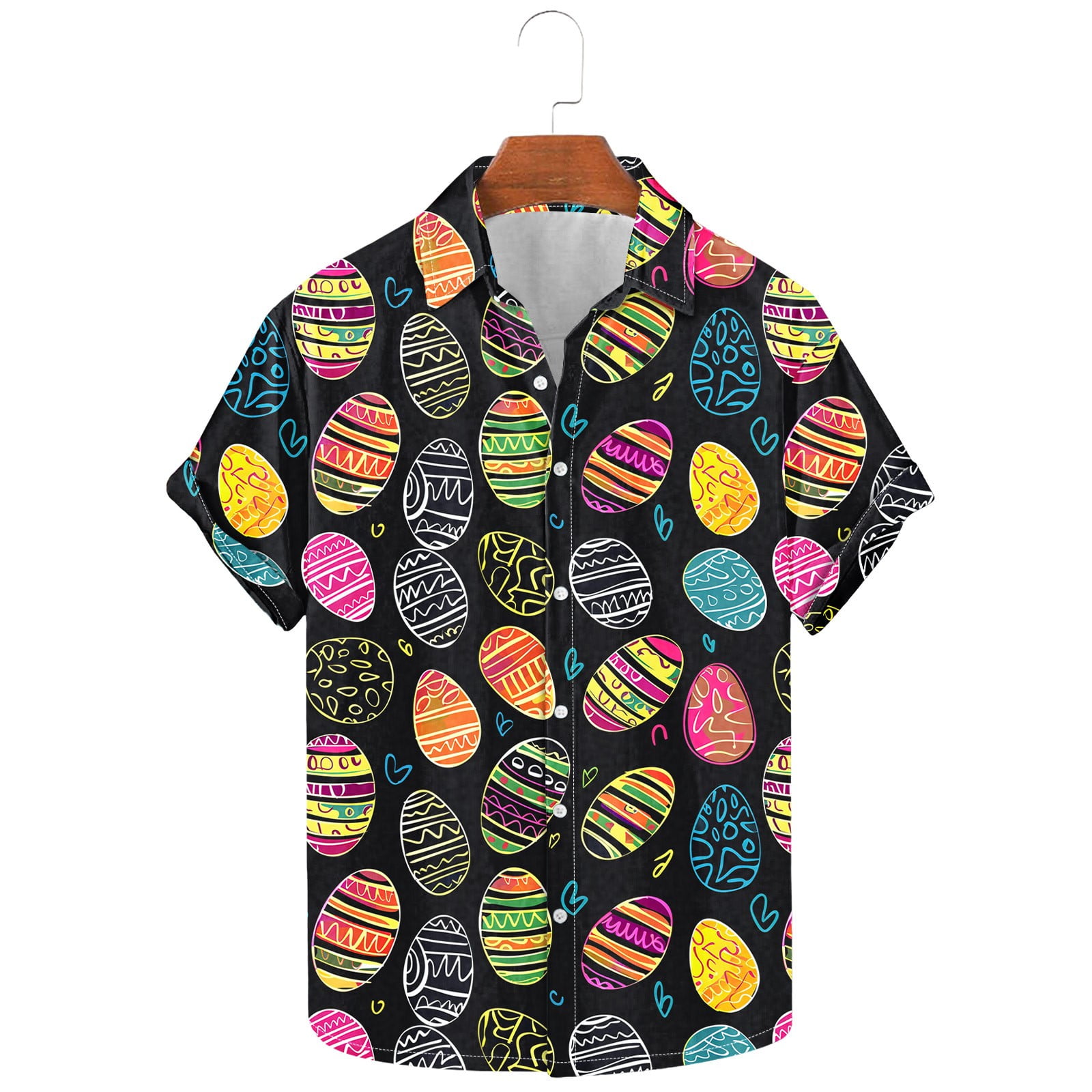 Dianli Hawaiian Aloha Men's Easter Print Camp Collar Short Sleeve Shirt ...