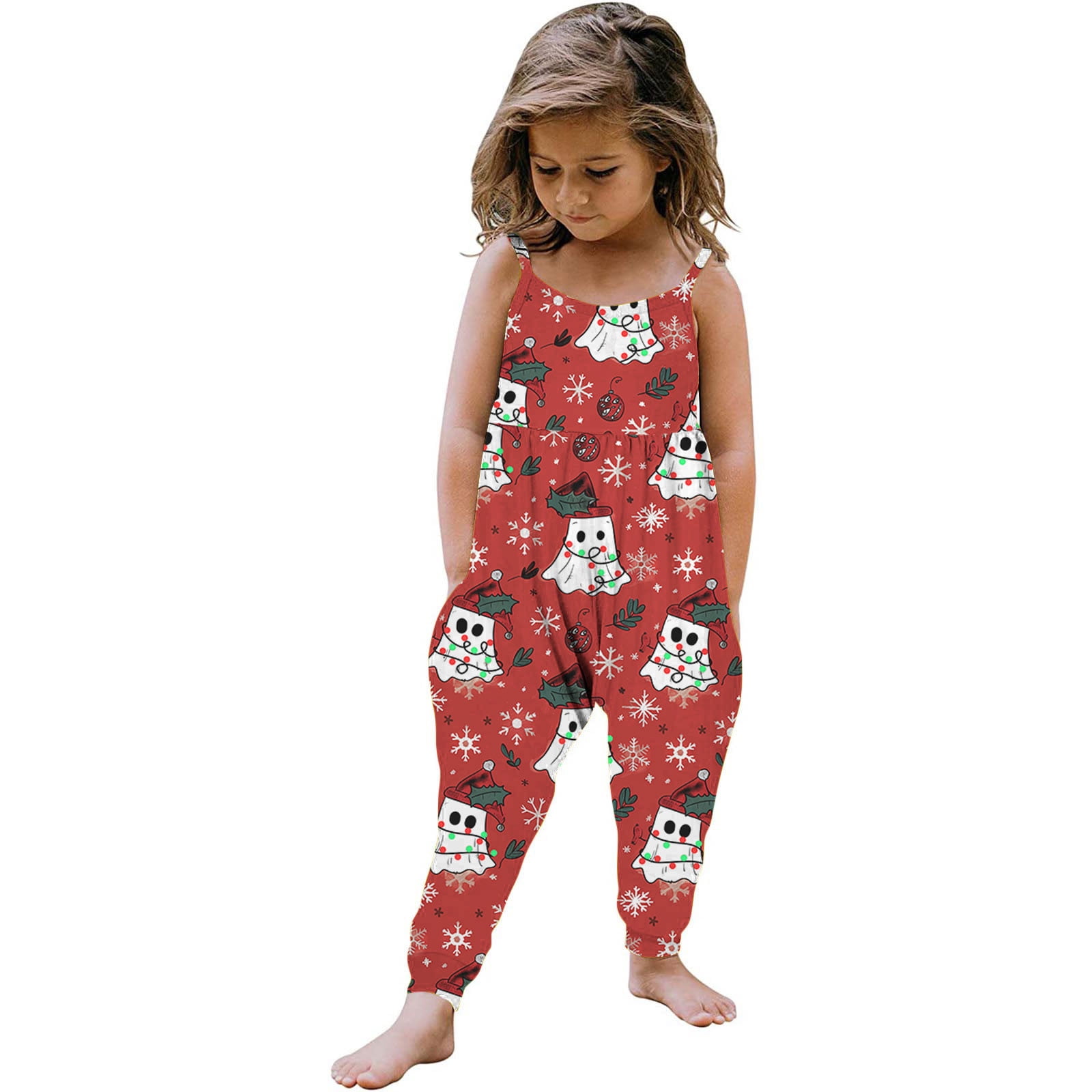 Dianli Kids Jumpsuit Girls Overalls Kids Casual Sleeveless Wide Leg ...