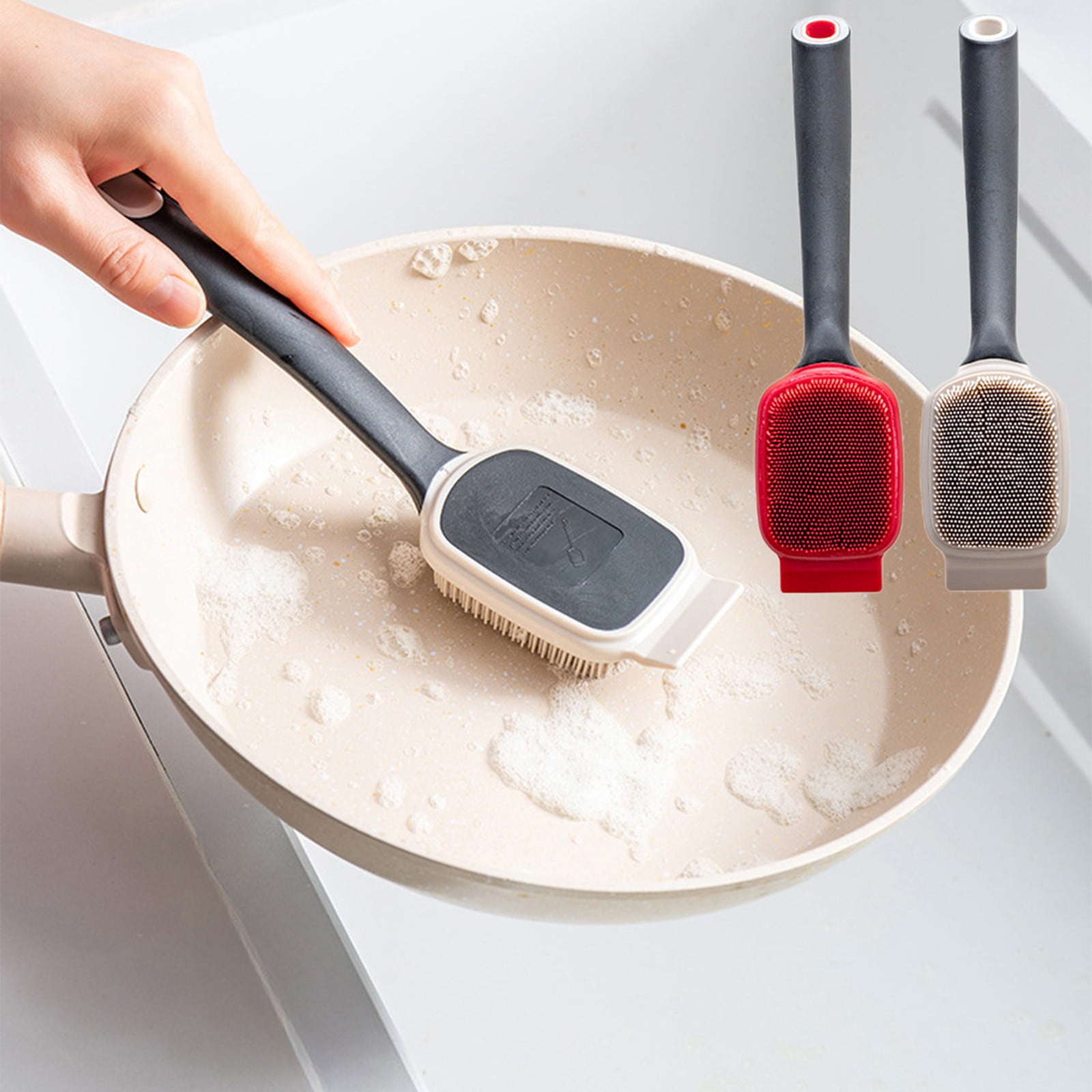 Dianli Kitchen Cleaning Long-Handled Pot Brush Ergonomic Multi-Surface ...