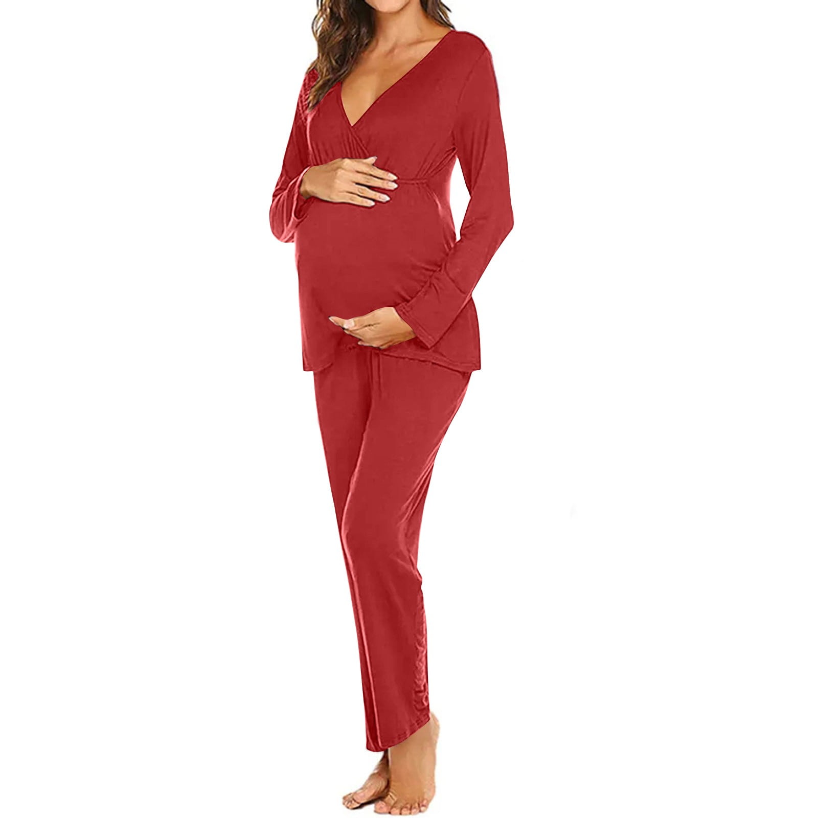 Dianli Maternity Nursing Pajama Set 2 Piece Long Sleeve Top and Pants ...