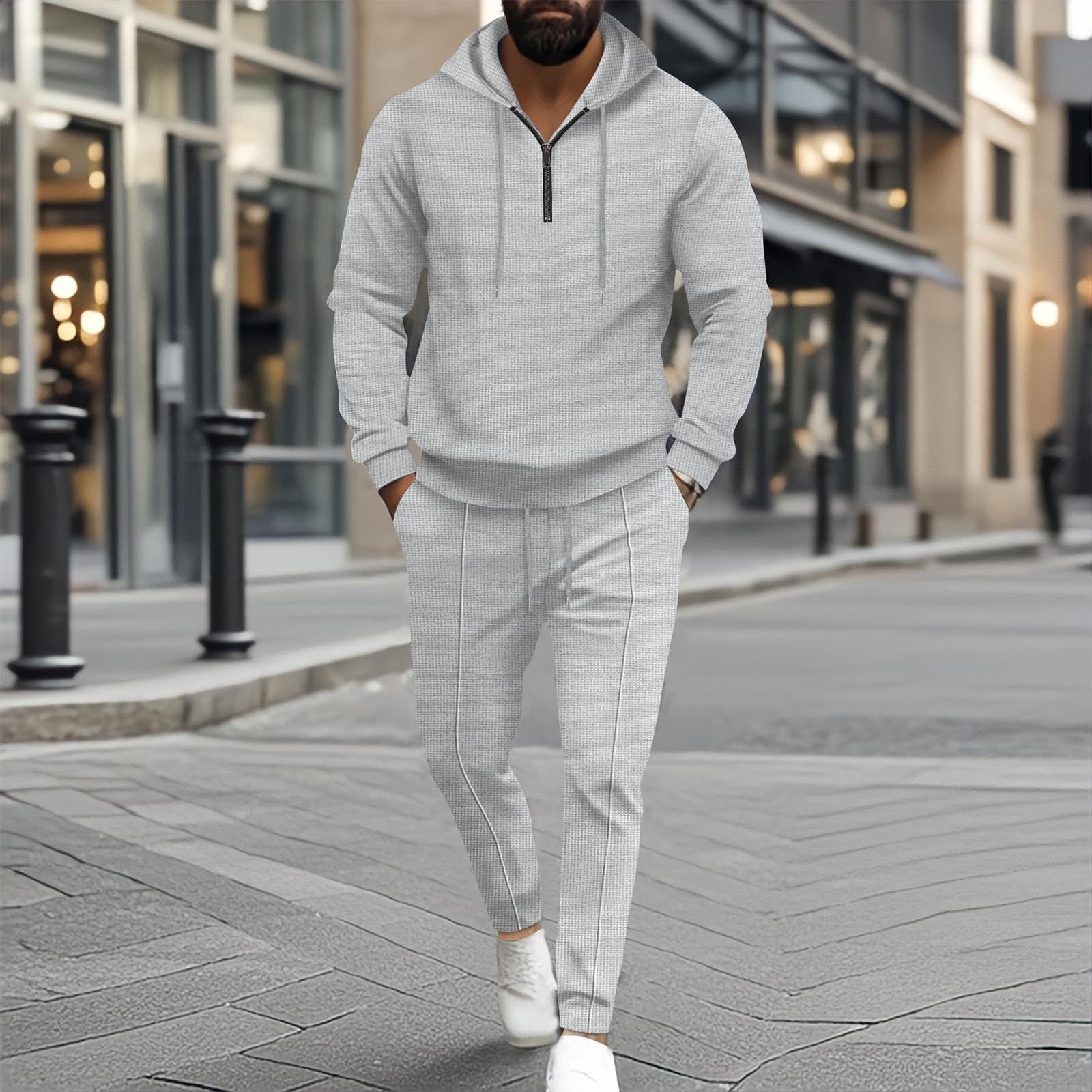 Dianli Men Sweatsuits Sets Men’s Fashion Casual Tracksuit Solid Color ...