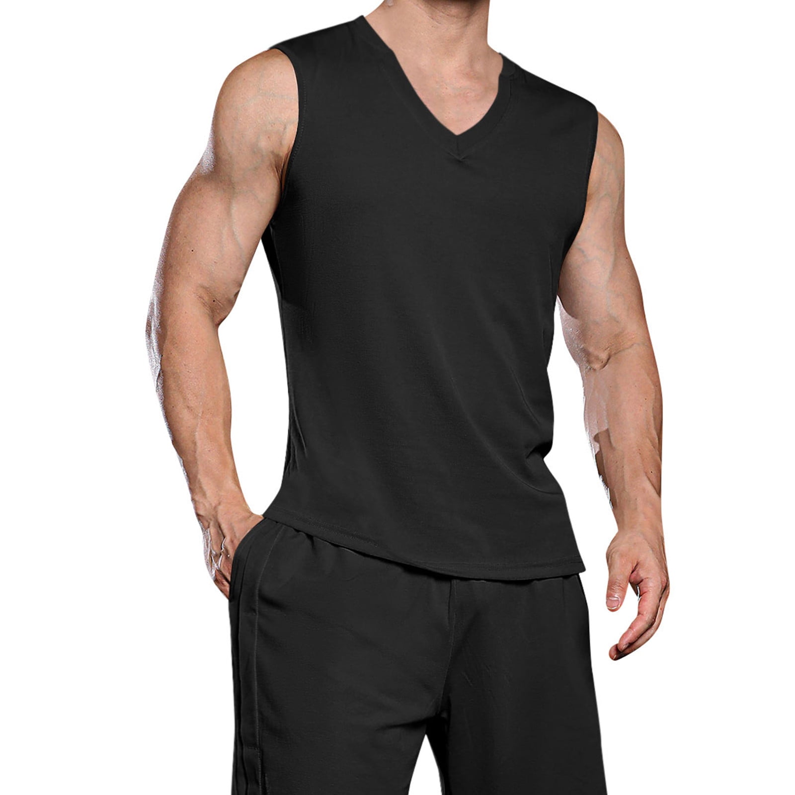 Dianli Men's A-Shirt Tank Top Gym Yoga Crew Neck Basic Summer Beach Loose Fit Sleeveless Casual ...