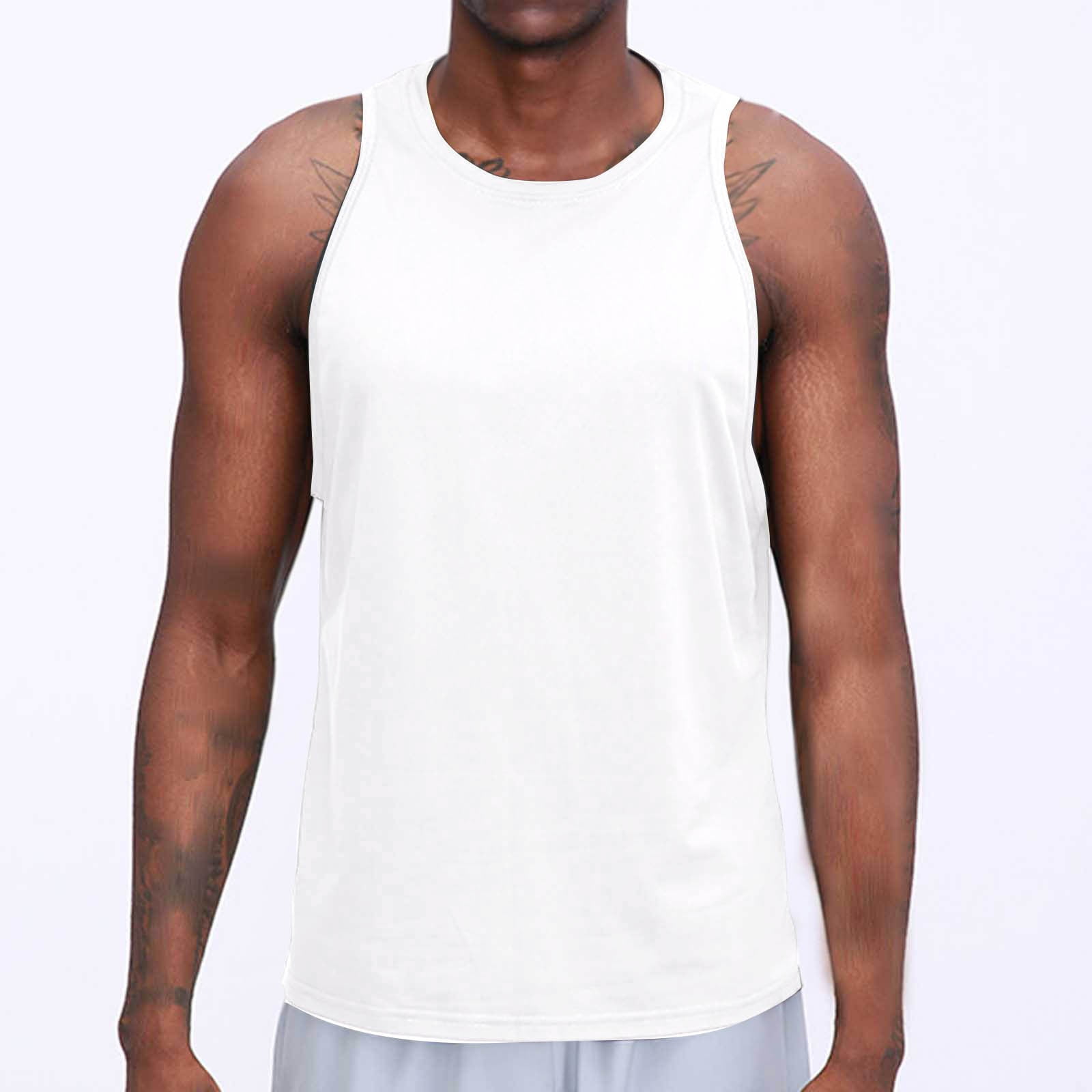 Dianli Men's A-Shirt Tank Top Gym Yoga Crew Neck Summer Beach Loose Fit Sleeveless Casual Solid ...
