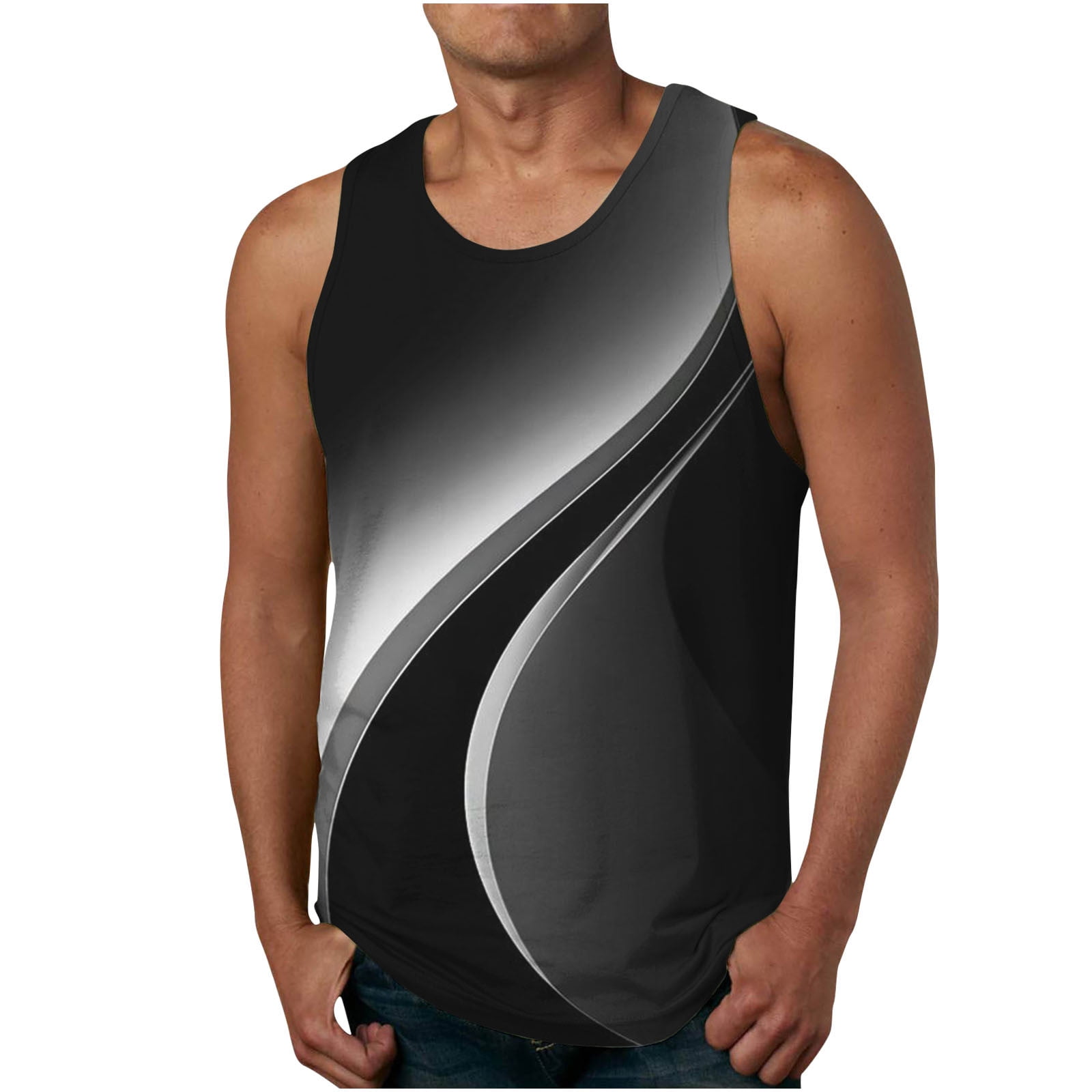 Dianli Men's Athletic Compression Shirts Gym Yoga Crew Neck Bohemian Loose Fit Sleeveless Casual ...