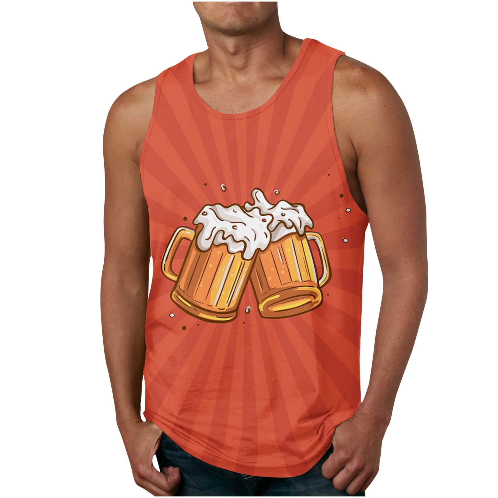 Dianli Men's Athletic Compression Shirts Gym Yoga Crew Neck Bohemian Loose Fit Sleeveless T ...