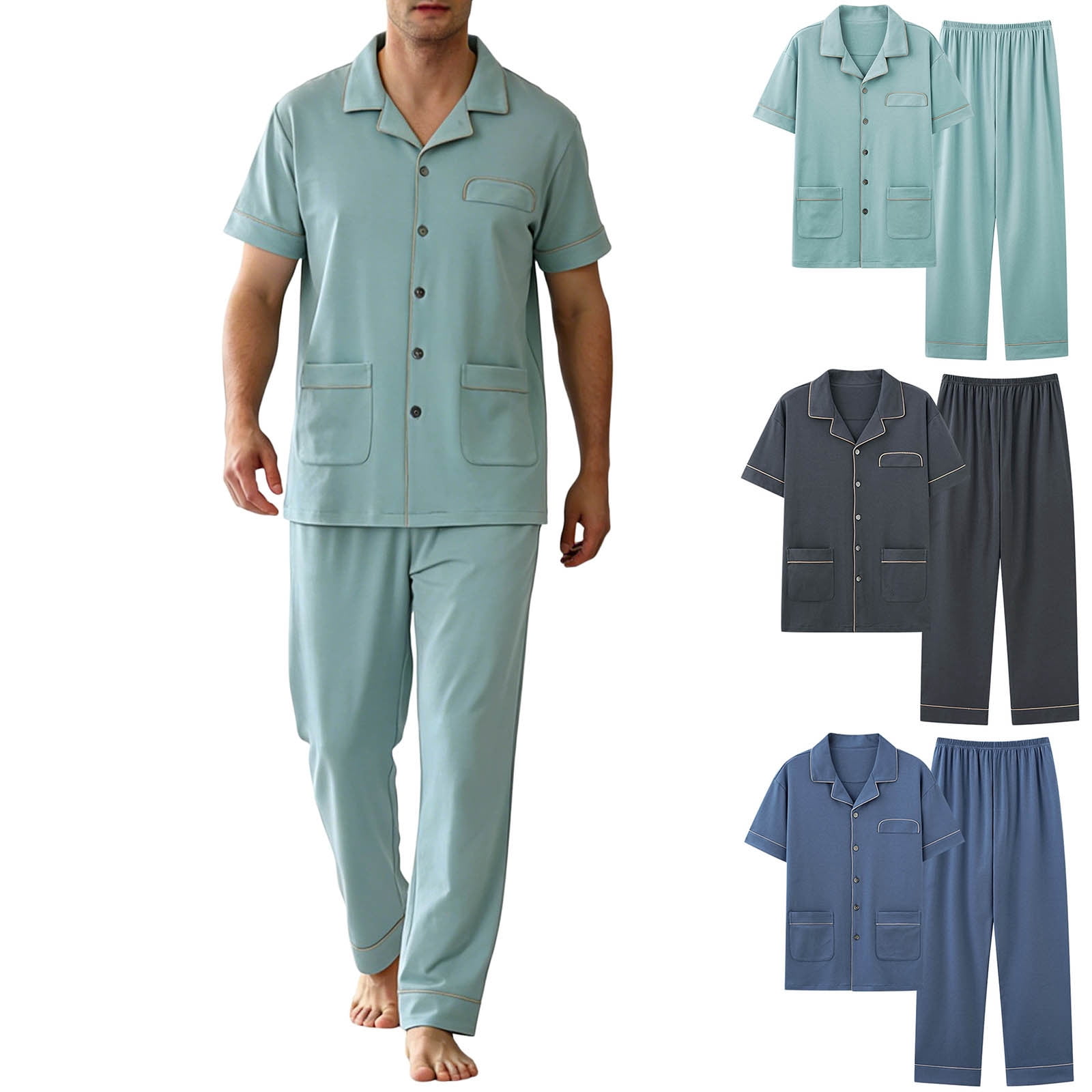 Dianli Men's Casual Solid Color Turndown Collar Button Down Pocket ...