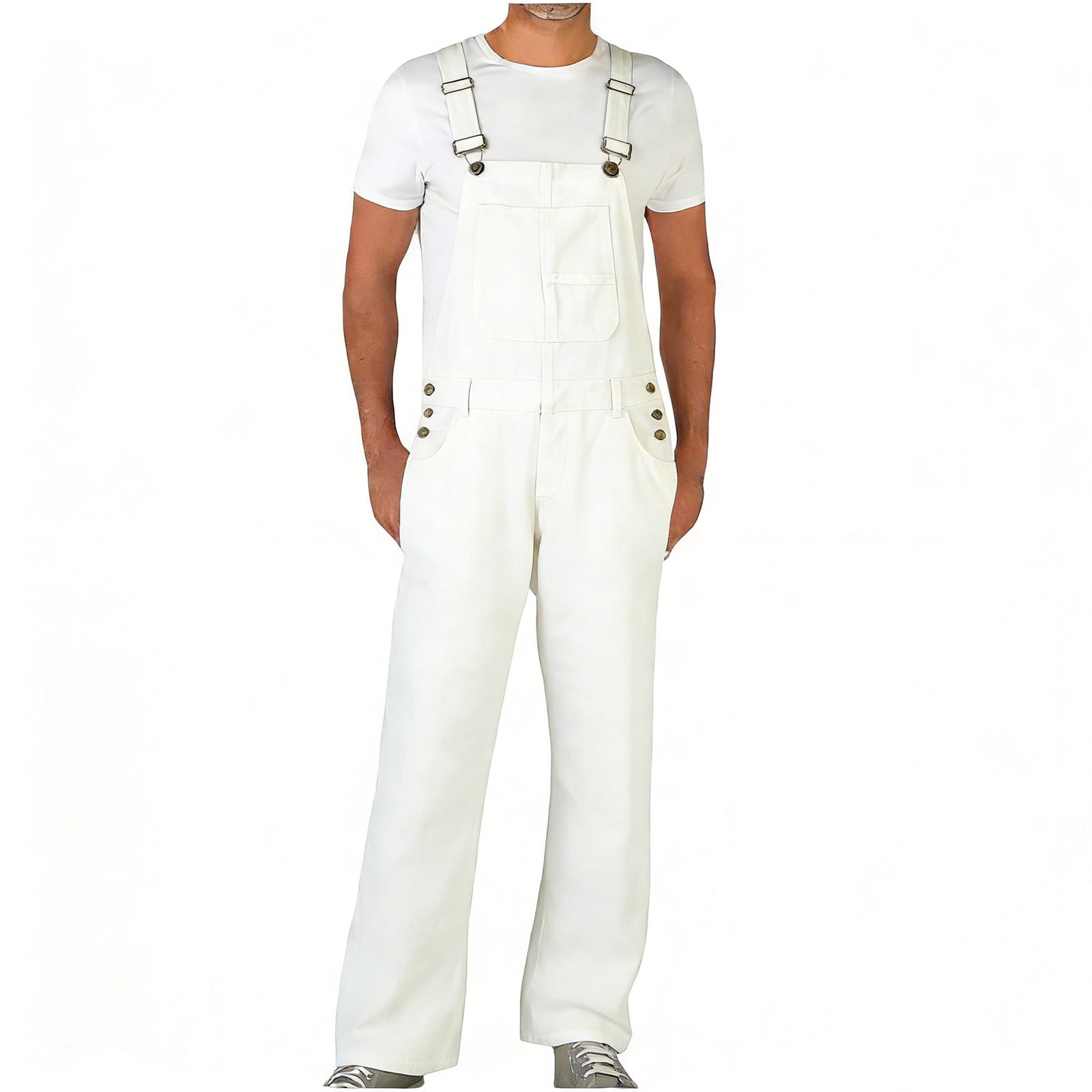 Dianli Men's Denim Overalls Workwear Washed Solid Suspender Cargo Pants ...