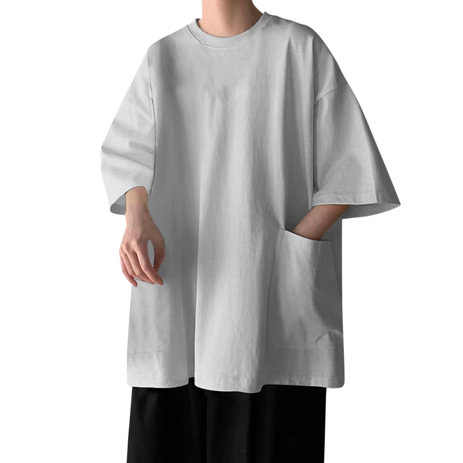 Dianli Men's Loose Fit Short Sleeve T-Shirt with Side Pockets ...