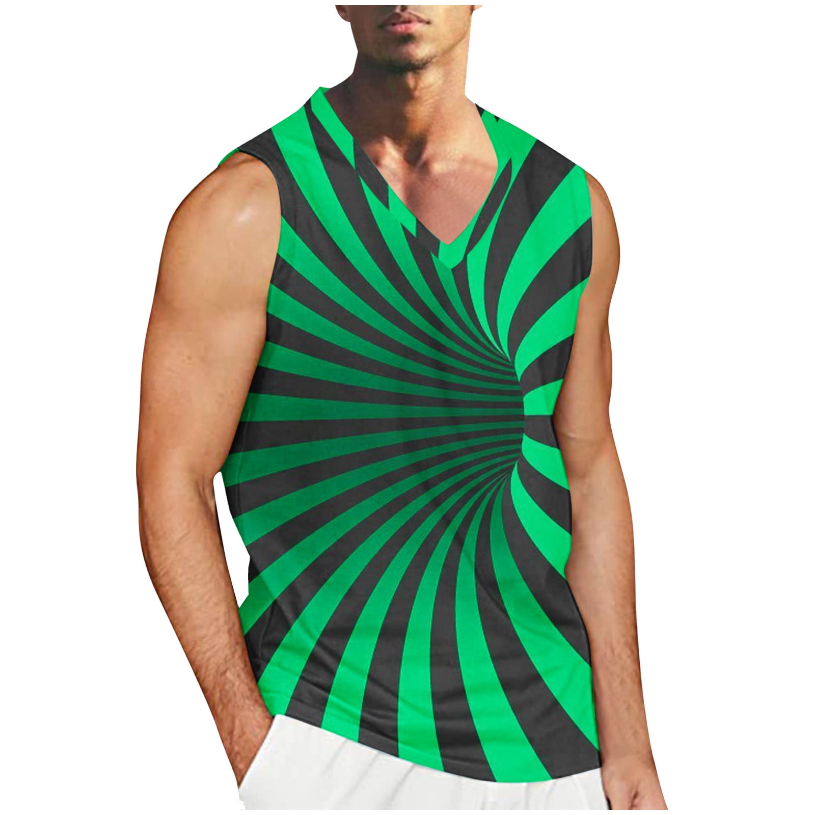 Dianli Men's Originals Stretch Cotton Pack Tunic V Neck Summer Beach Vacation Loose Fit ...