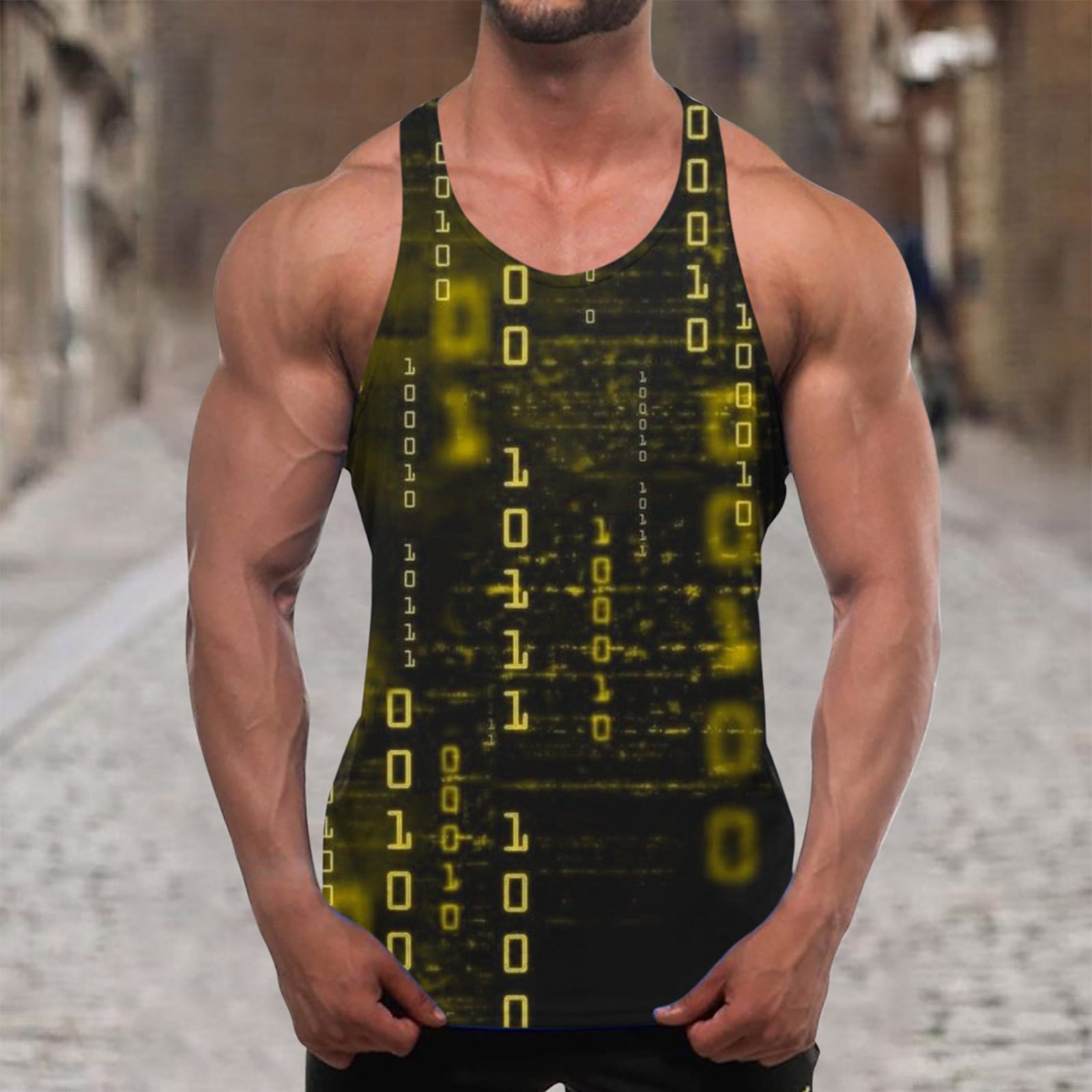 Dianli Men’s Performance Tank Fashion Crew Neck Summer Beach Loose Fit Sleeveless Gym Yoga ...