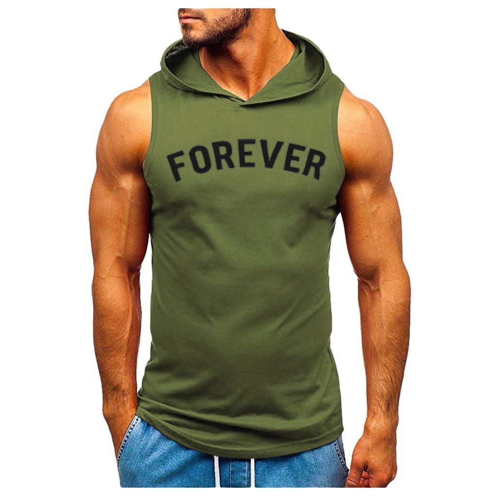 Dianli Men’s Performance Tank Hoodie Crew Neck Basic Summer Beach Loose Fit Sleeveless Gym Yoga ...