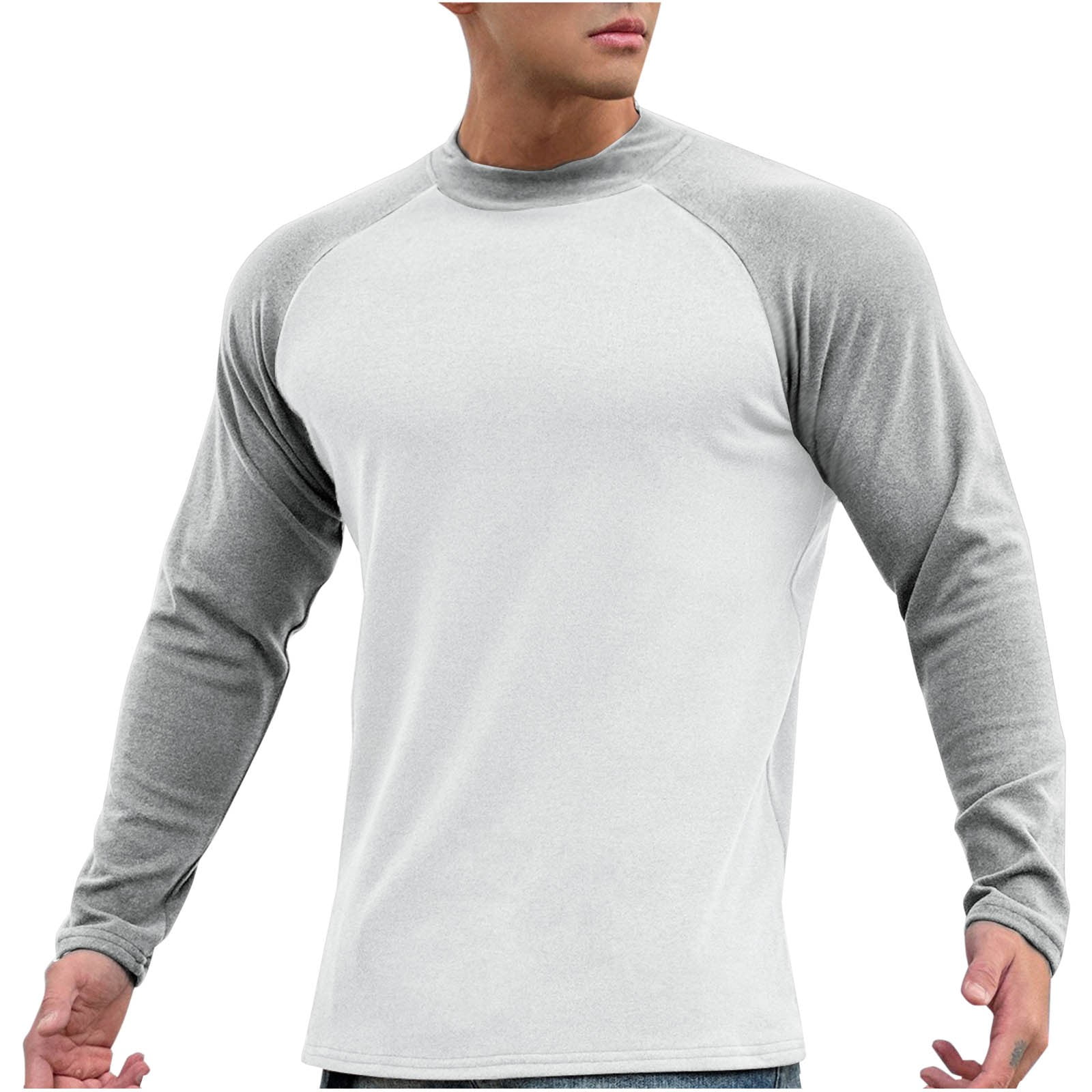 Dianli Men's Pullover Cotton Long Sleeve T-Shirt Casual Solid Color ...