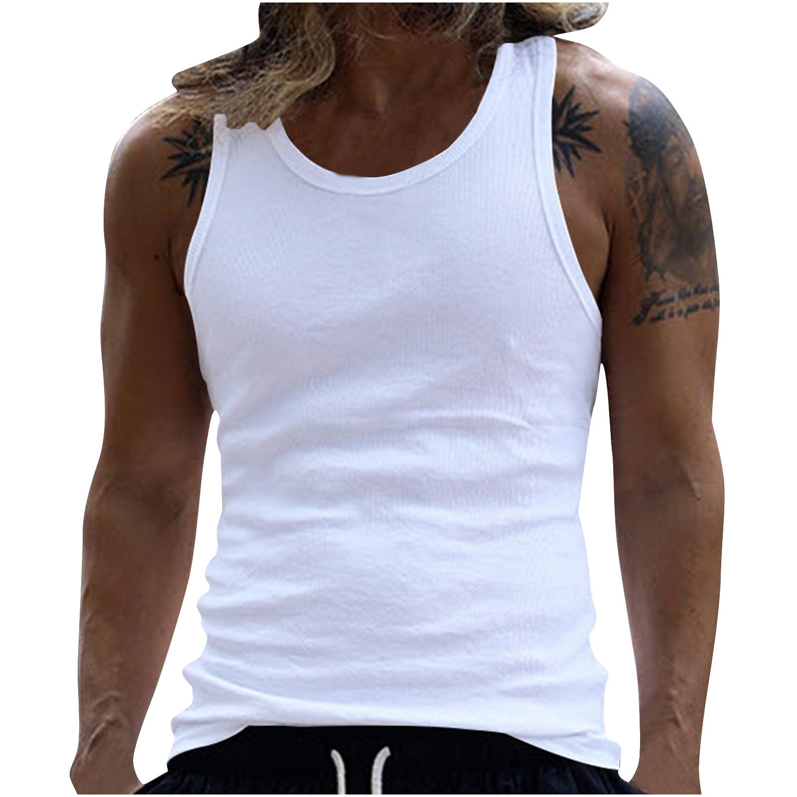 Dianli Men's Quick Dry Workout Tank Top Gym Yoga Crew Neck Summer Beach Loose Fit Sleeveless ...