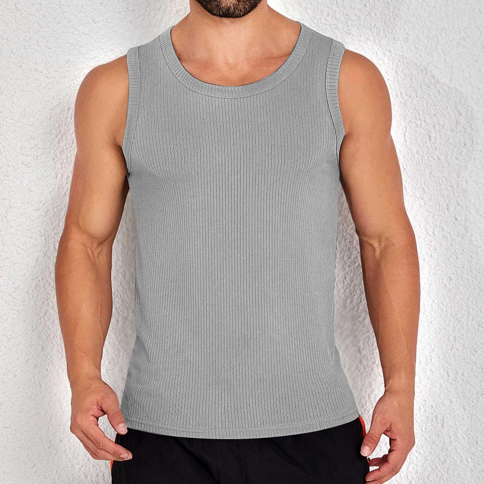 Dianli Men's Quick Dry Workout Tank Top Gym Yoga Crew Neck Summer Beach Loose Fit Sleeveless ...
