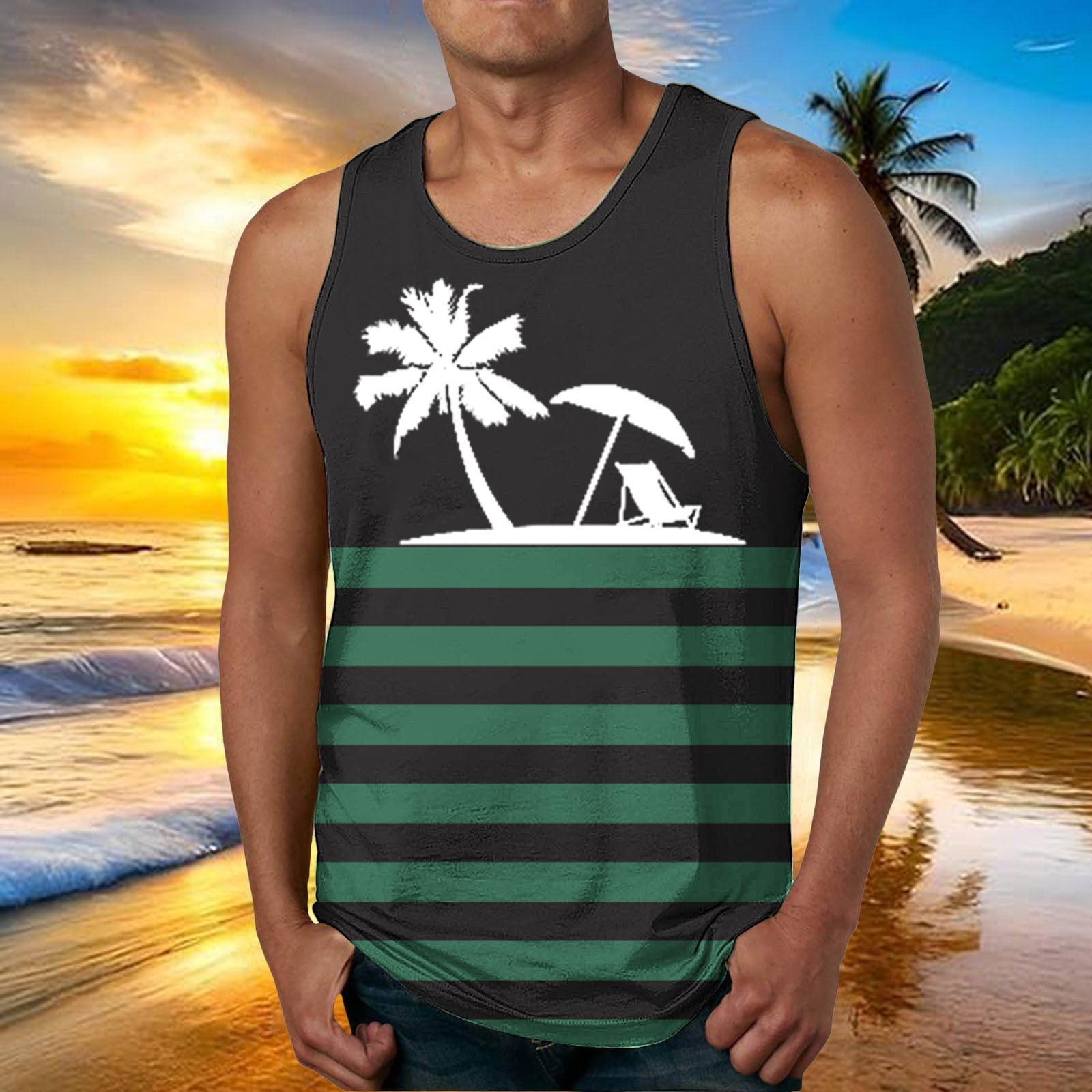 Dianli Men's Quick Dry Workout Tank Top Gym Yoga Crew Neck Summer Beach Vacation Loose Fit ...