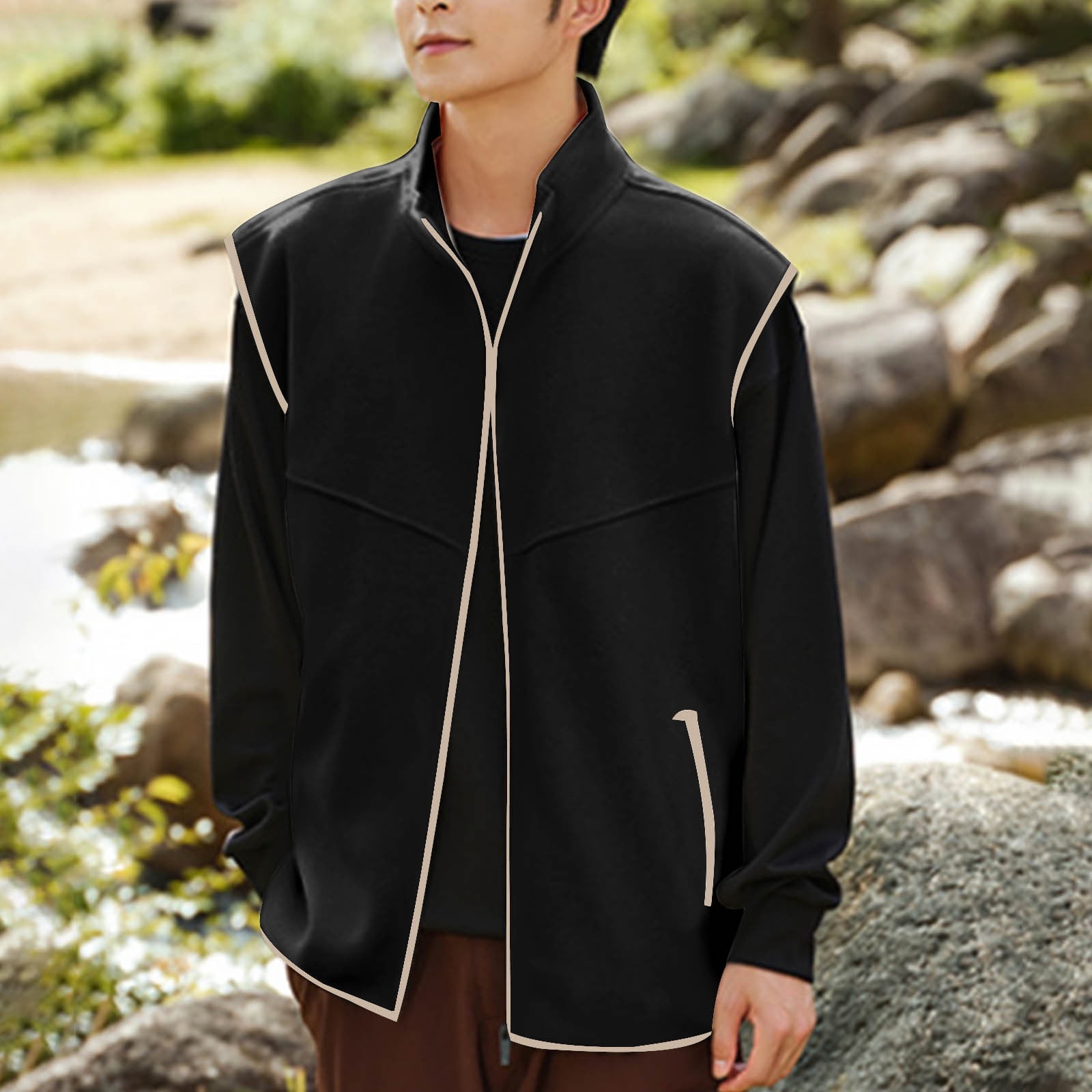 Dianli Men's Quick Dry Workout Tank Top Zip Up Crew Neck Summer Beach Vacation Warm Sleeveless ...