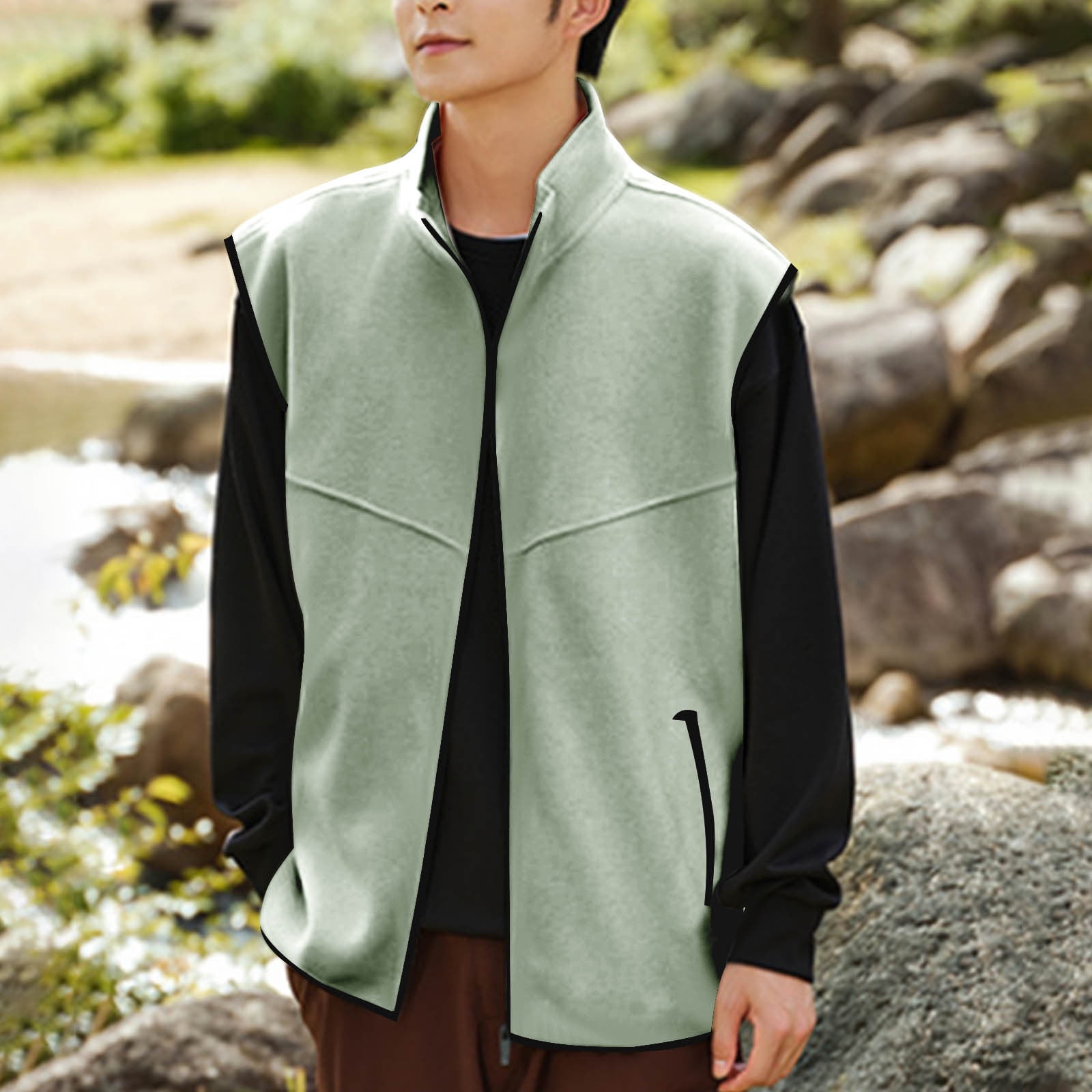 Dianli Men's Quick Dry Workout Tank Top Zip Up Crew Neck Summer Beach ...