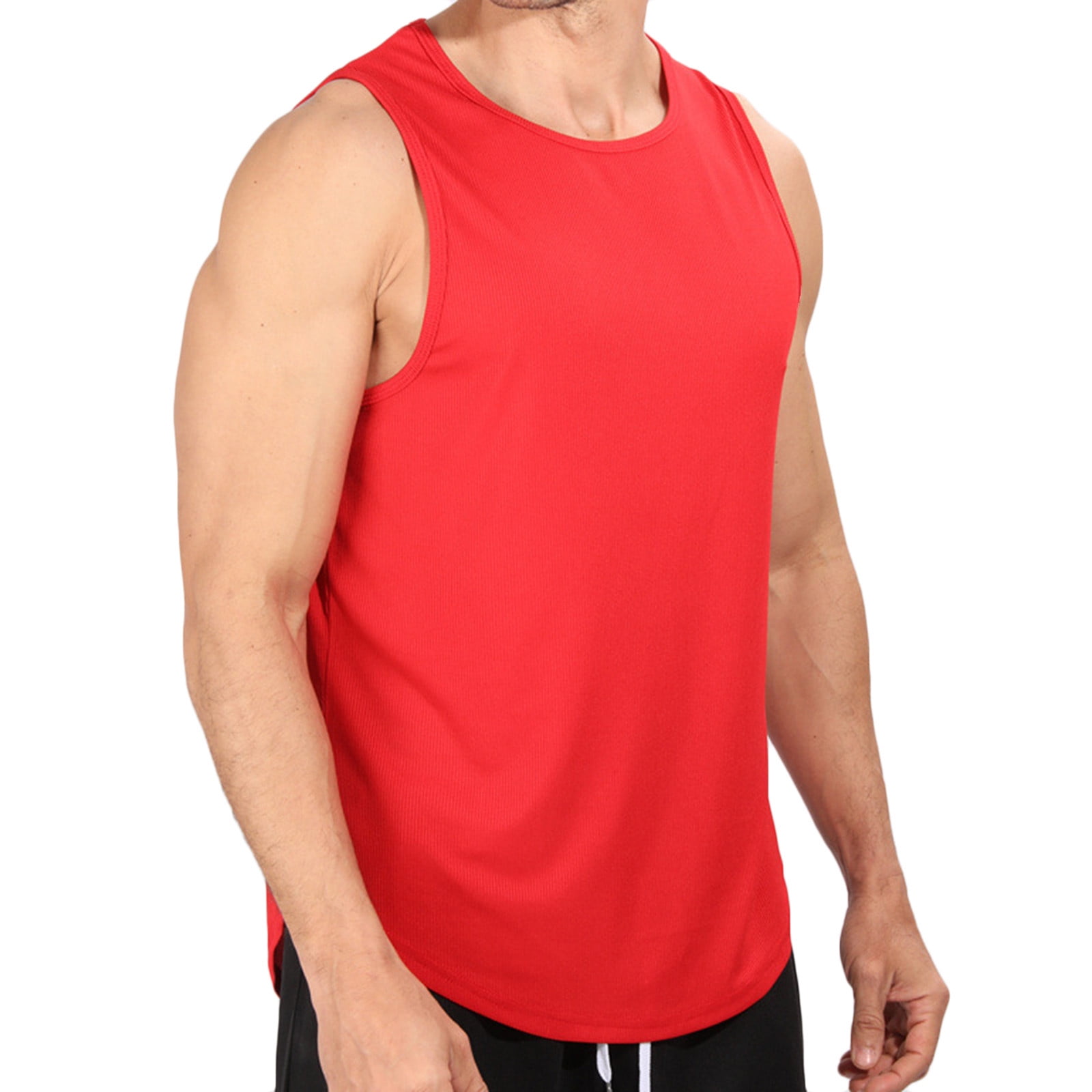 Dianli Men's Quick Dry Workout Tank Tops Tunic Crew Neck Basic Summer Beach Loose Fit Sleeveless ...