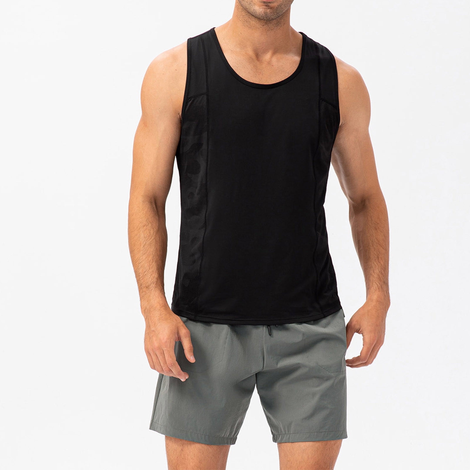 Dianli Men's Quick Dry Workout Tank Tops Zip Up Crew Neck Basic Summer Beach Gym Yoga Sleeveless ...