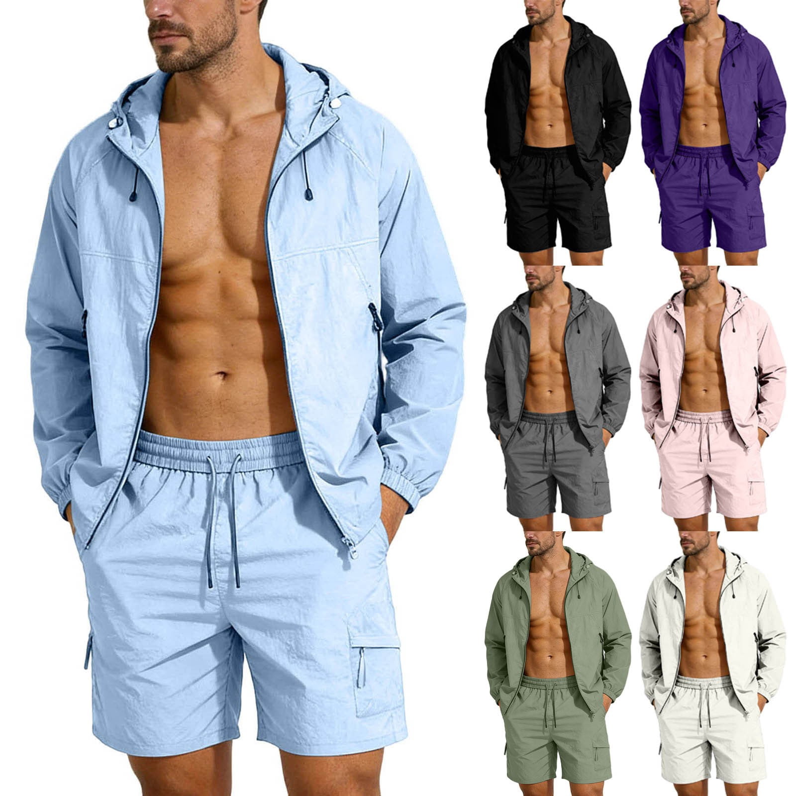 Dianli Men's Solid Color Long Sleeve Hooded Zipper Pullover Jacket with ...