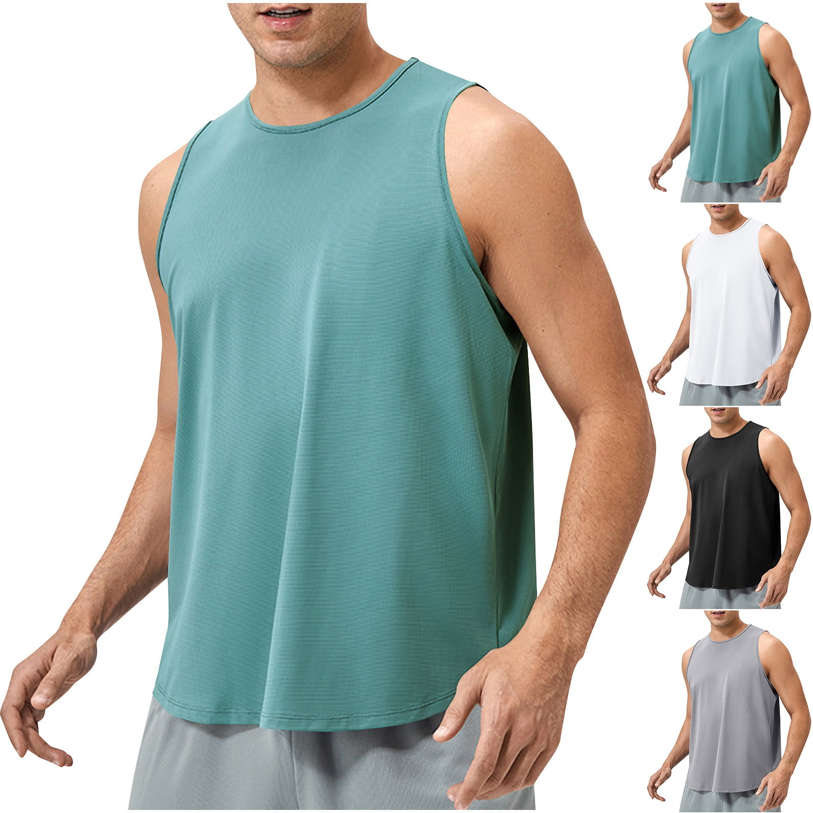 Dianli Men's Tank Undershirts Gym Yoga Crew Neck Basic Summer Beach Loose Fit Sleeveless Casual ...