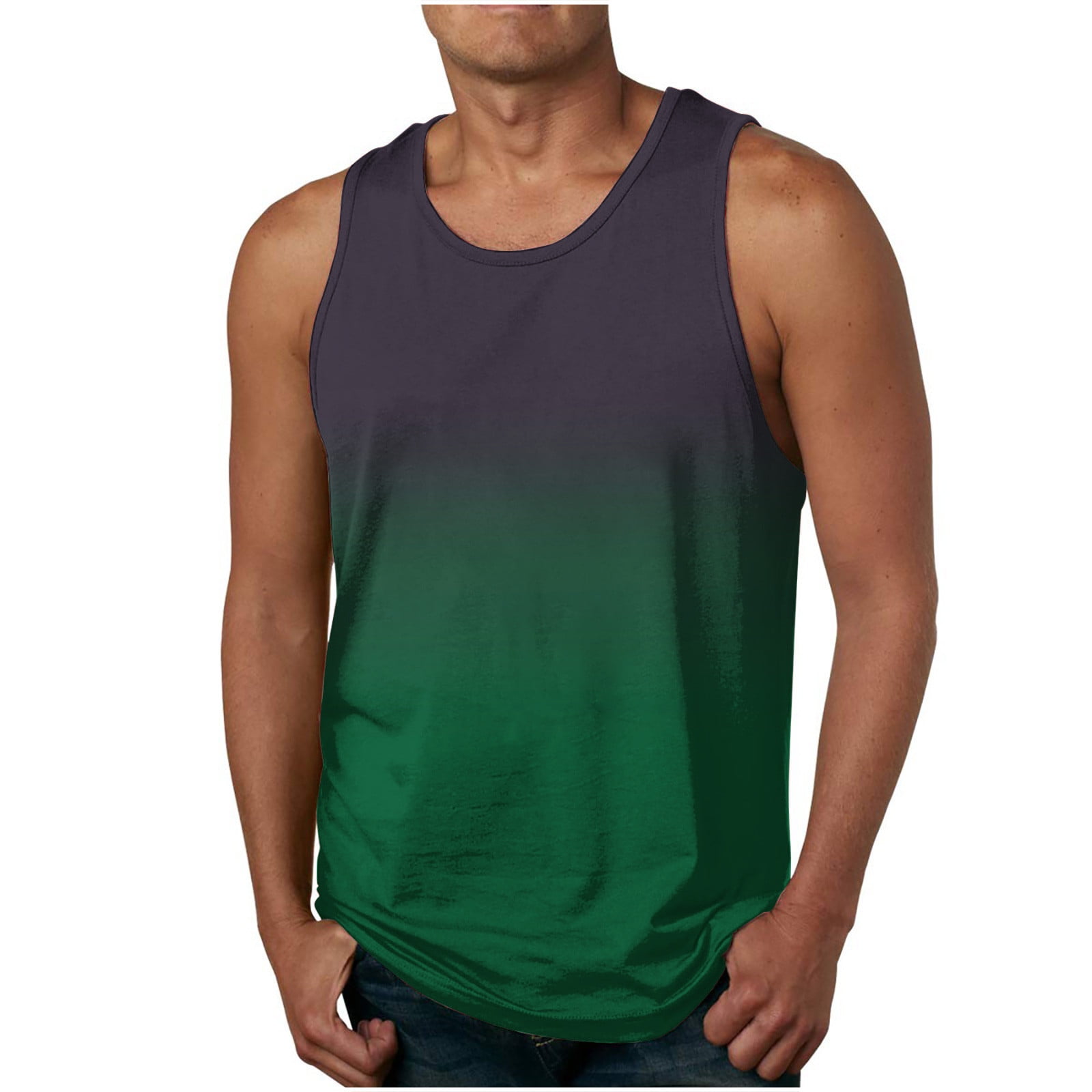 Dianli Men's Tank Undershirts Gym Yoga Crew Neck Summer Beach Vacation Loose Fit Sleeveless ...