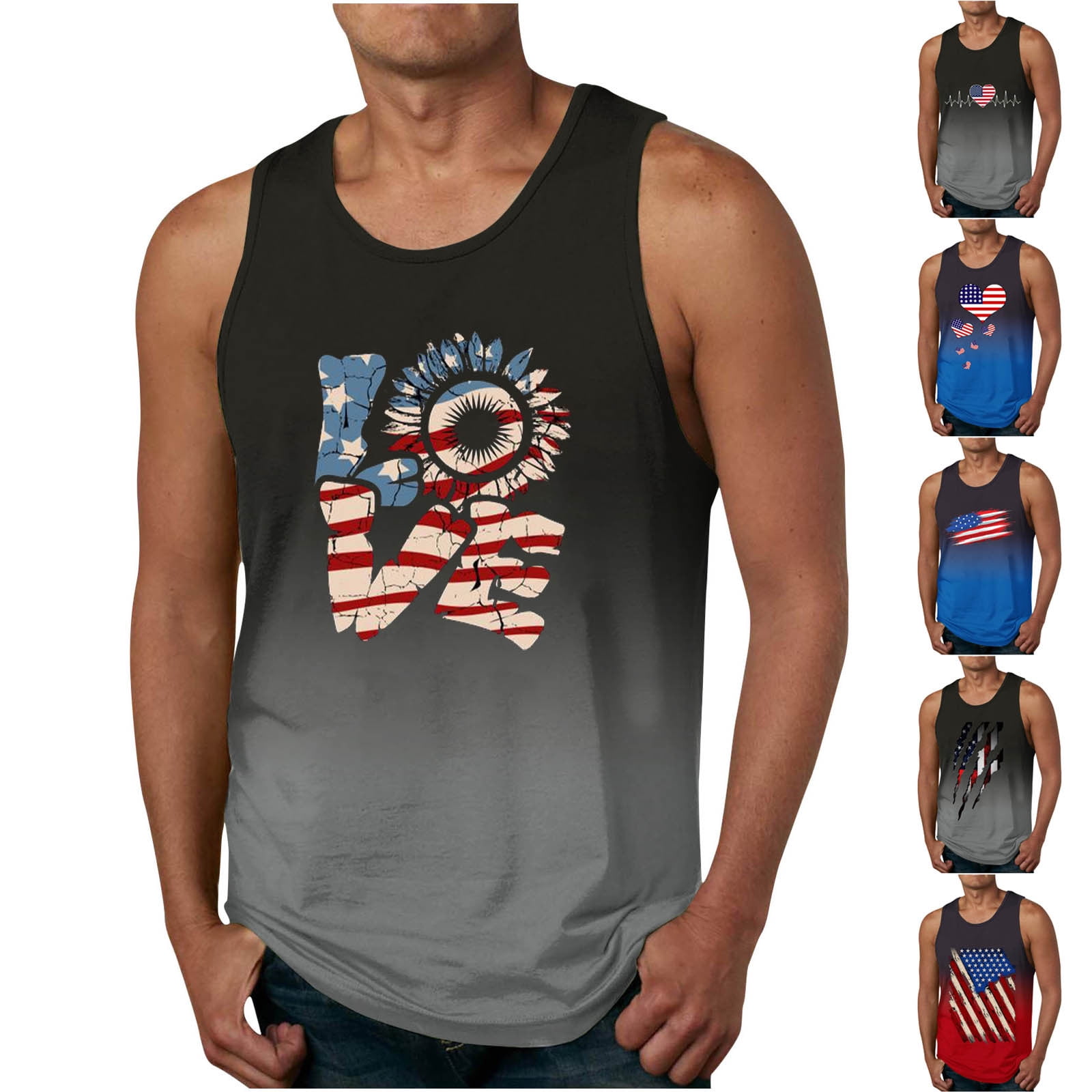 Dianli Men's Tank Undershirts Gym Yoga Crew Neck Summer Beach Vacation Loose Fit Sleeveless T ...