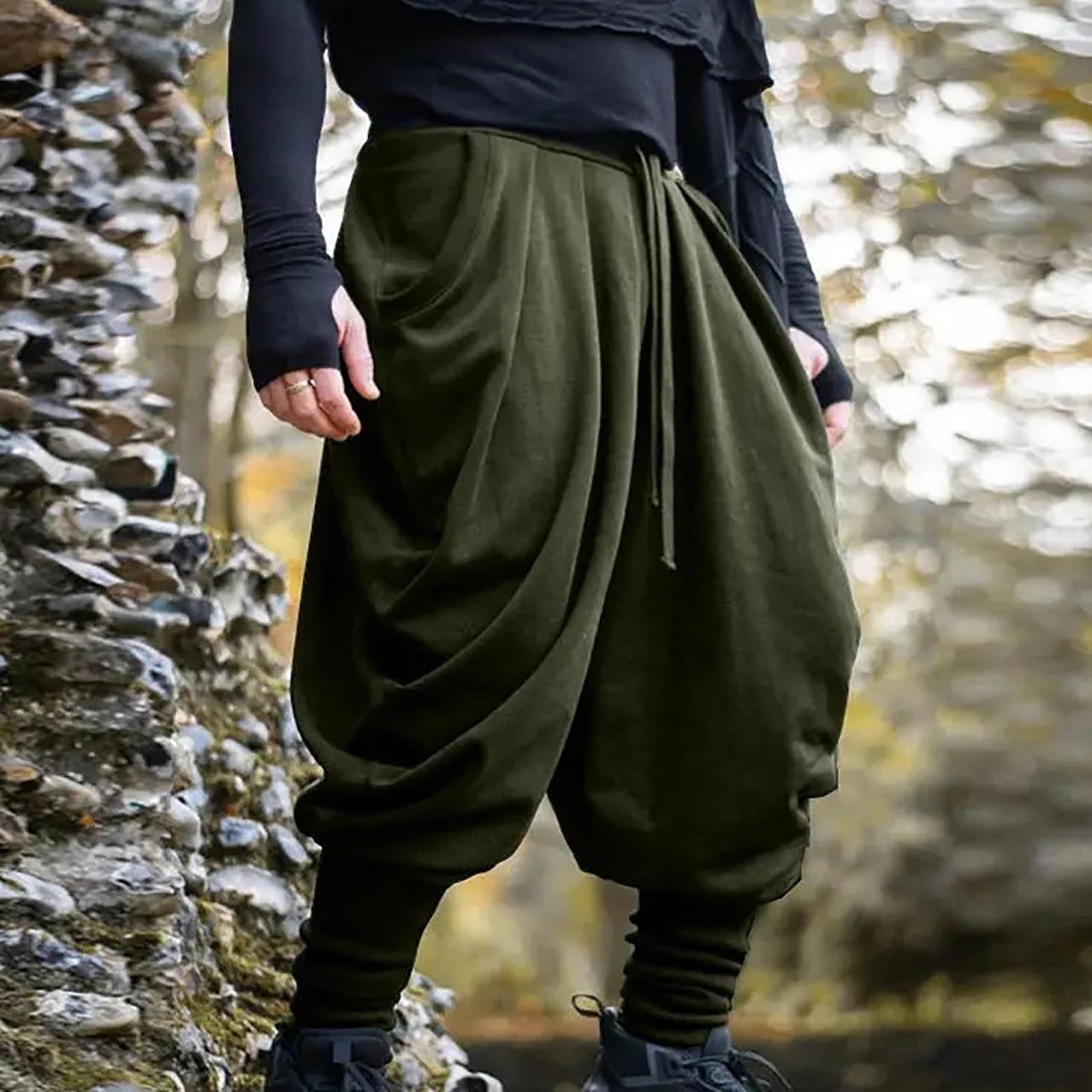 Dianli Men's Vintage Casual Drawstring Pants Elastic Waist With Pockets ...