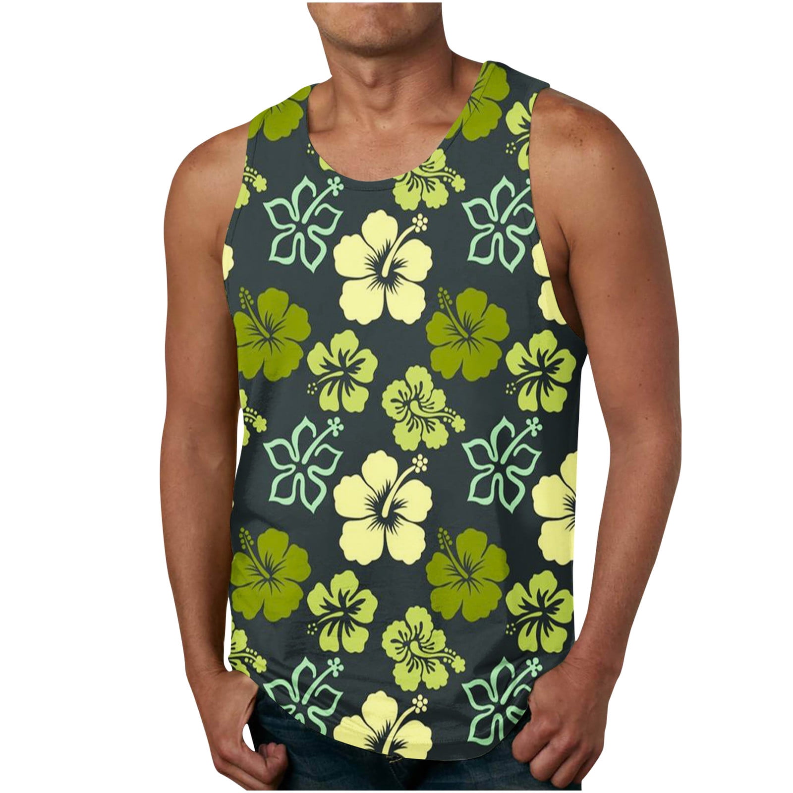 Dianli Men's Workout Tank Tops Gym Yoga Crew Neck Bohemian Loose Fit Sleeveless T-Shirts Graphic ...