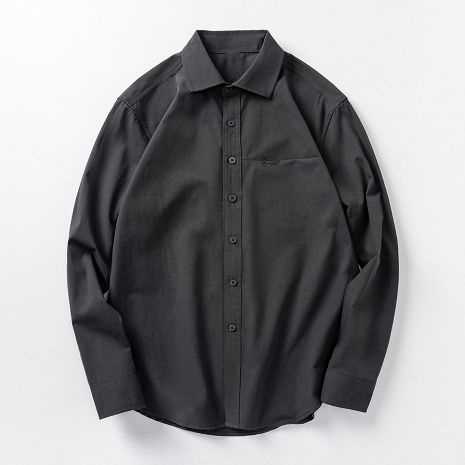 Dianli Mens Casual Long Sleeve Solid Color Button Down Shirt Polyester ...