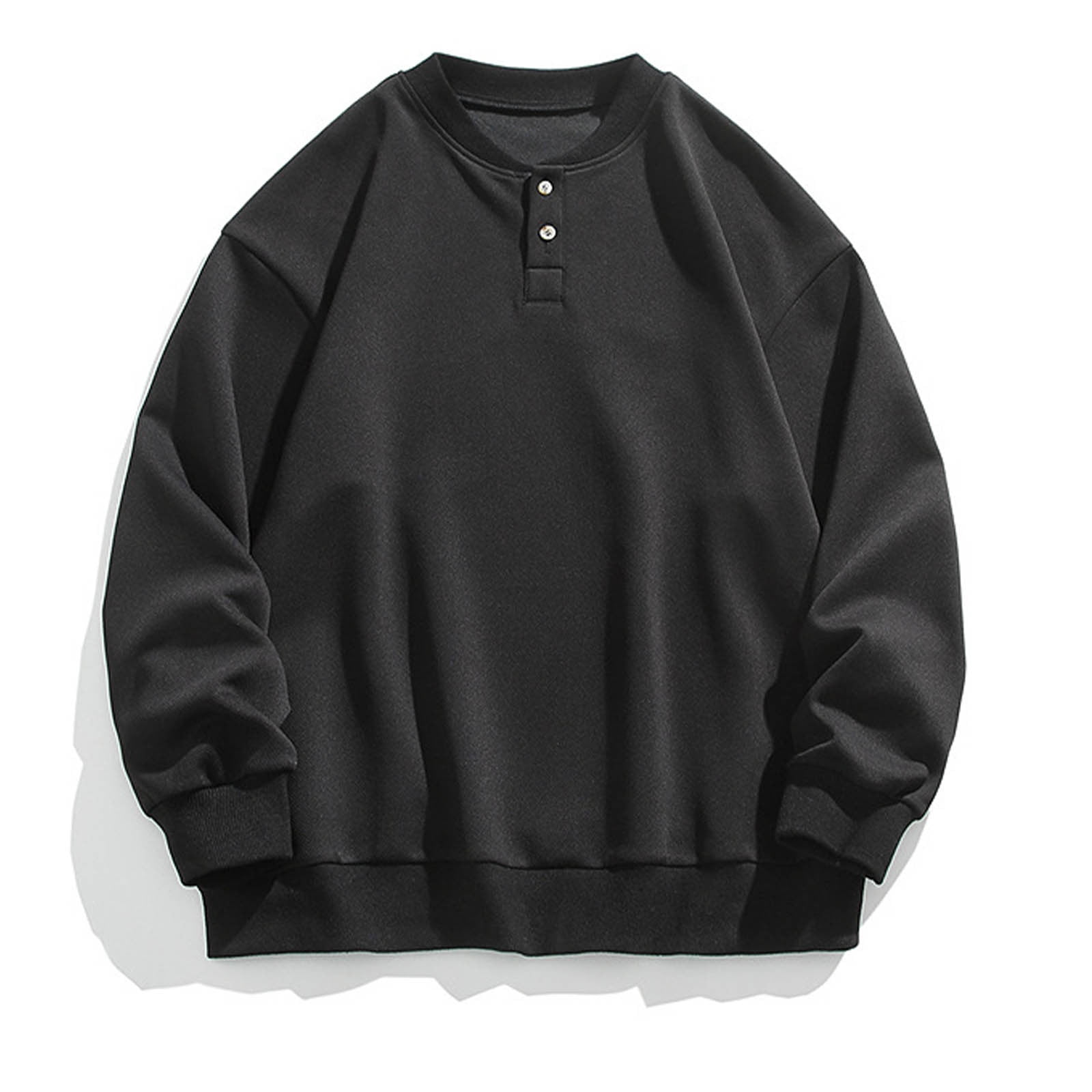 Dianli Mens Solid Color Pullover Sweater Polyester Stretch Long Sleeve ...