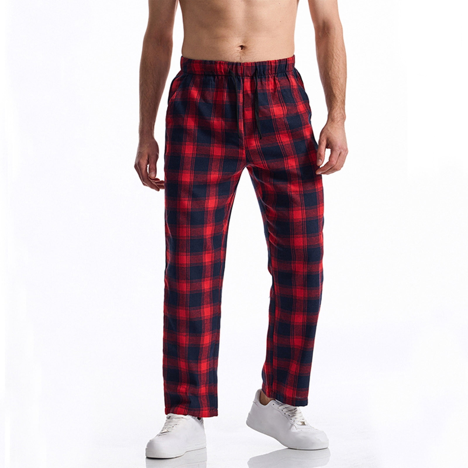 Dianli Mens Sweatpants Fashion Pants Checkered Trousers Elastic Waist ...