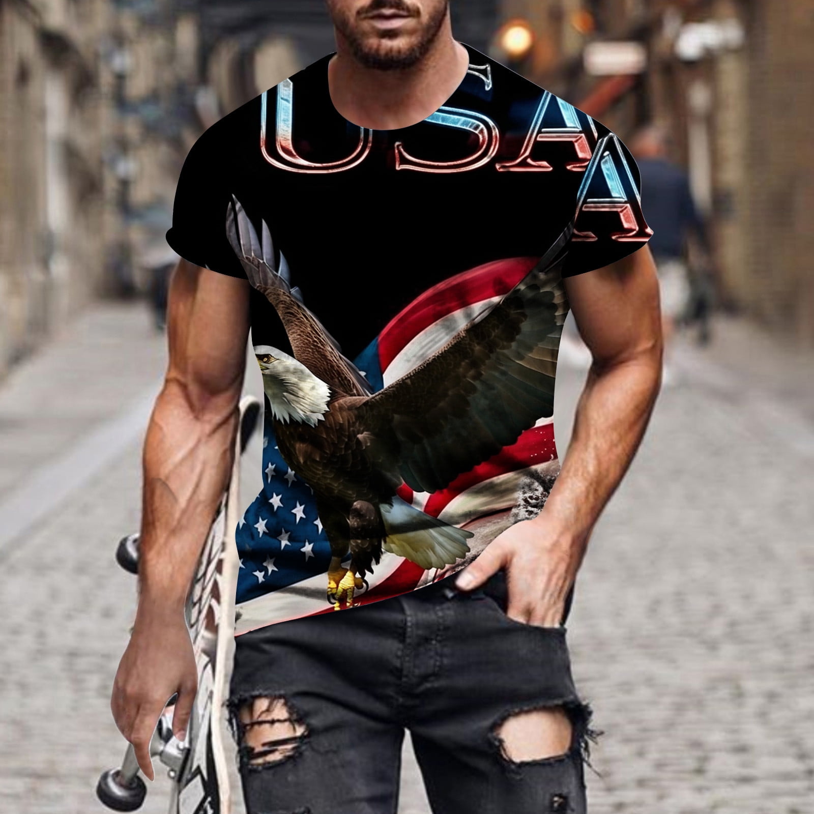 Dianli Mens T-Shirts Tunic Crew Neck Basic Summer Beach Loose Fit Short Sleeve Casual Red White ...